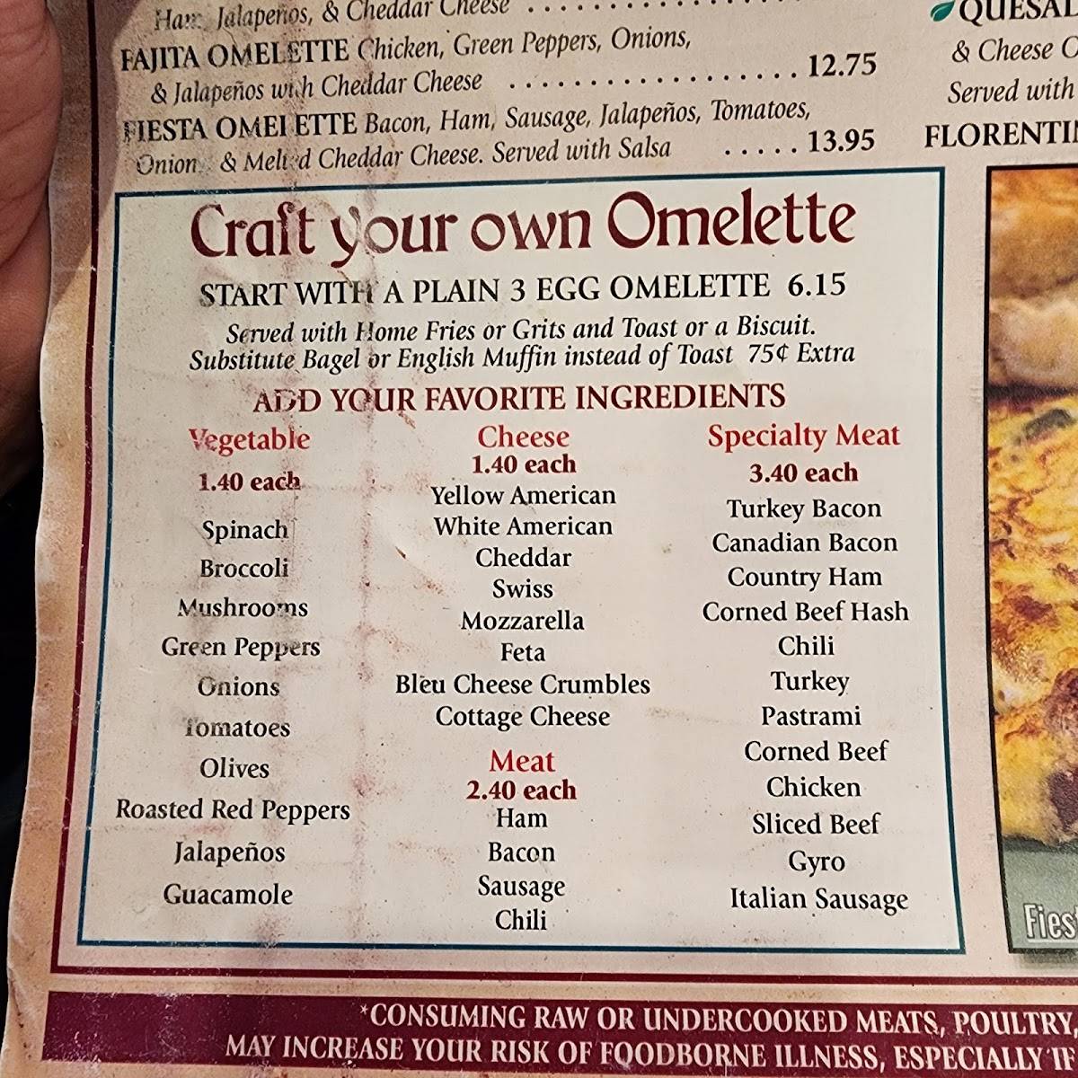 Menu at City Cafe Diner, Chattanooga, Lee Hwy