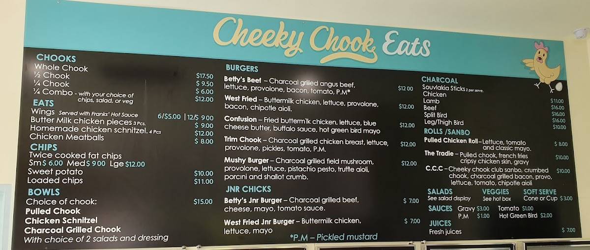 Menu at Cheeky Chook Eats restaurant, Lockleys