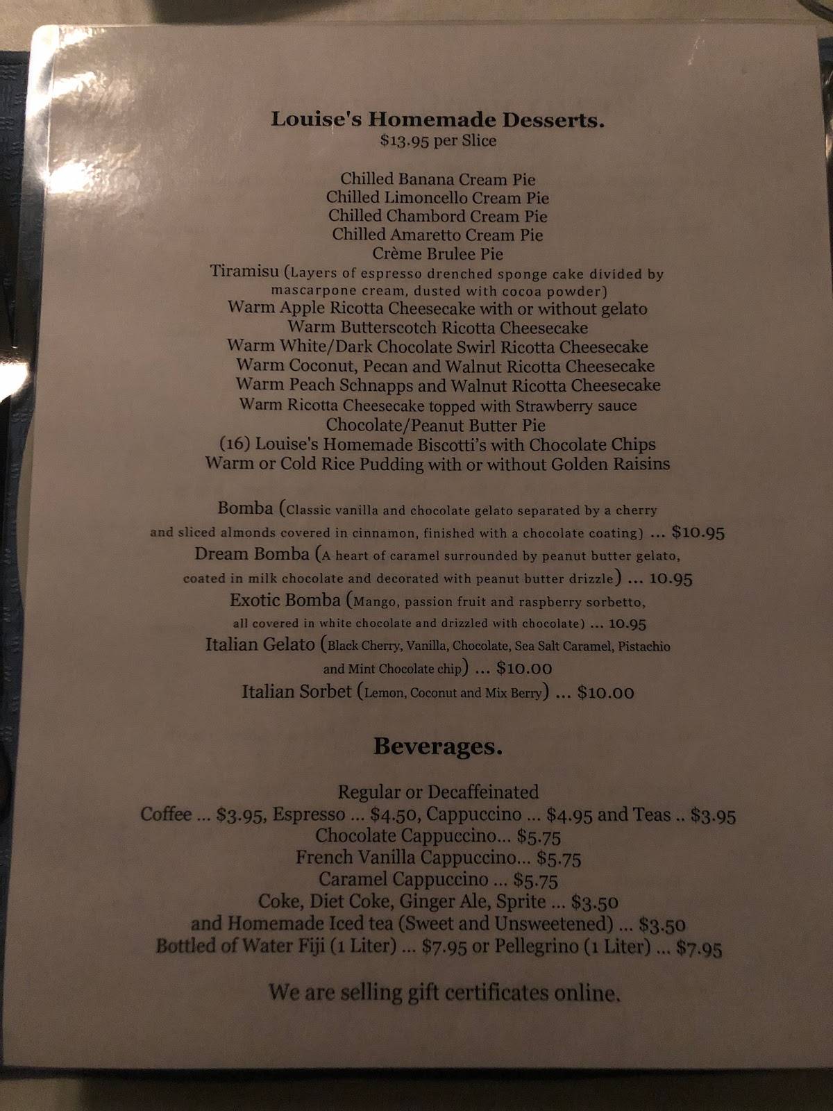 Menu at Chef Vola's restaurant, Atlantic City