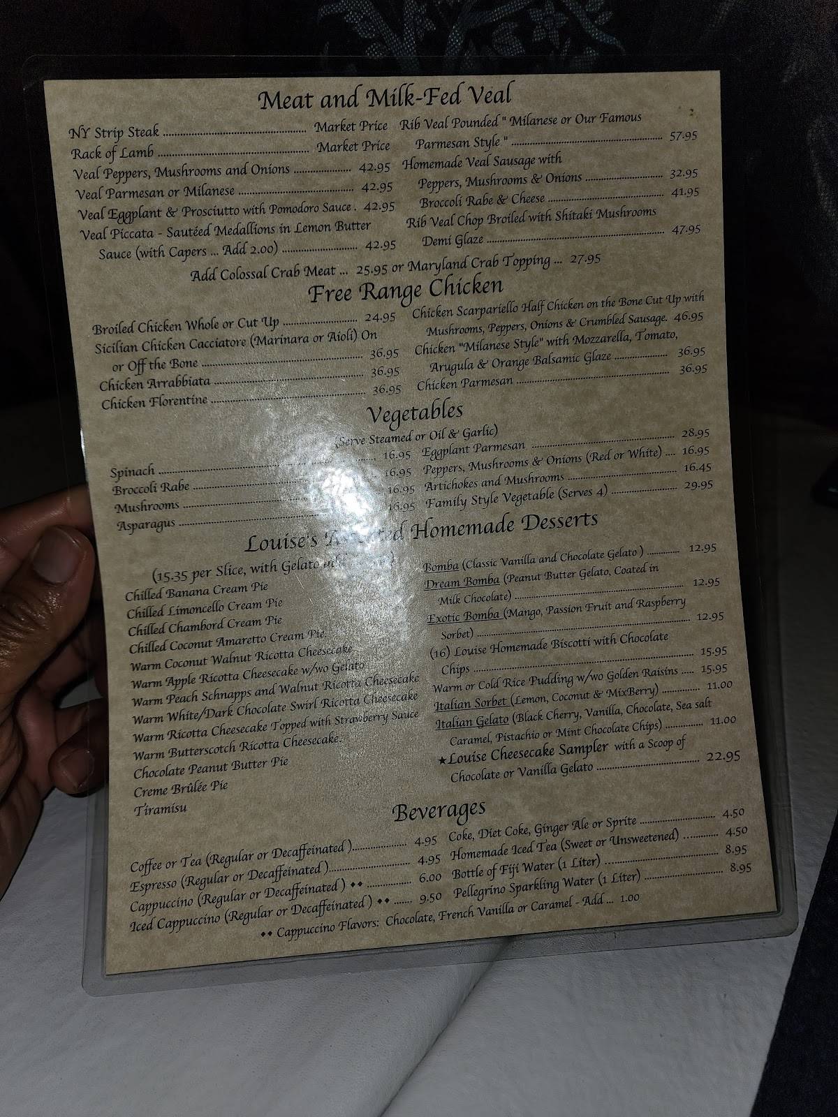 Menu at Chef Vola's restaurant, Atlantic City