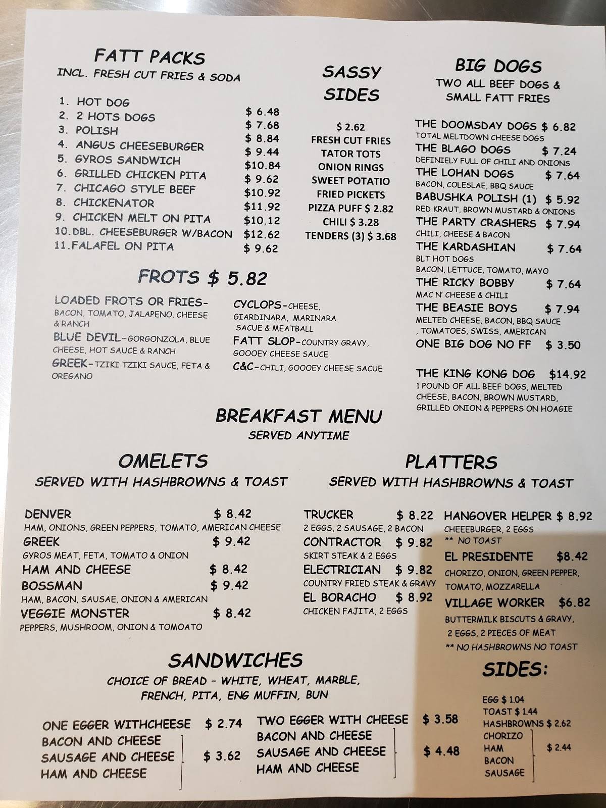 Menu at Fatt Mustard Cafe, Elk Grove Village