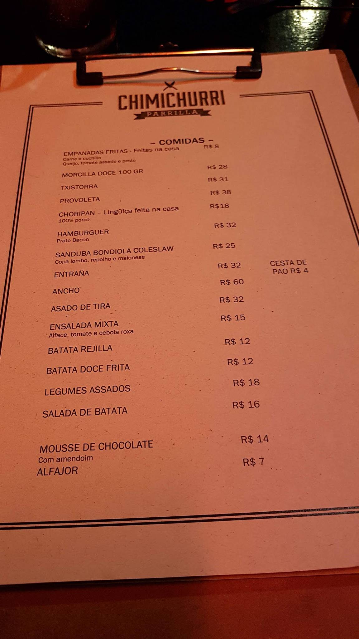 Menu em Chimichurri Parrilla restaurante, São Paulo