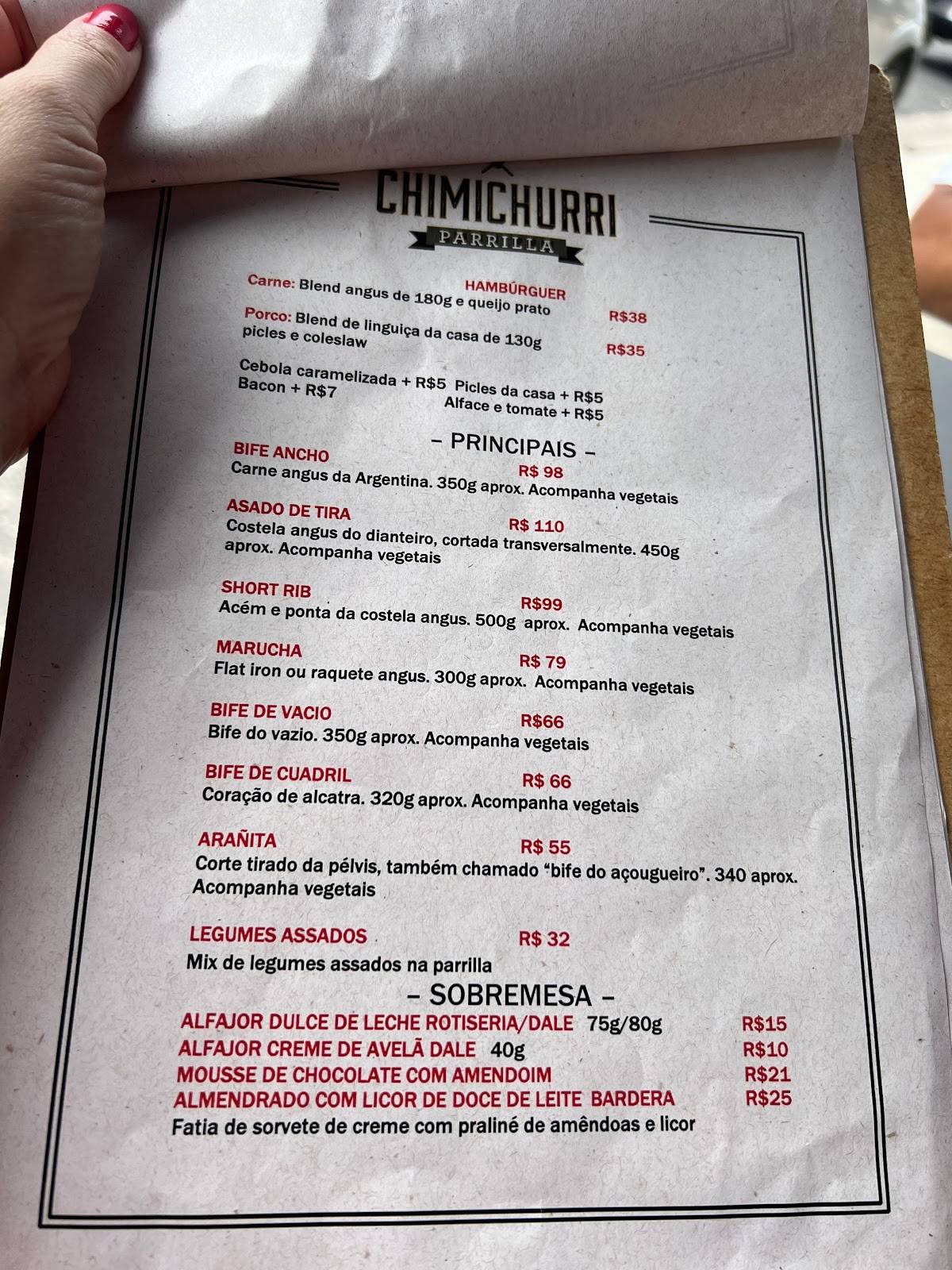 Menu em Chimichurri Parrilla restaurante, São Paulo