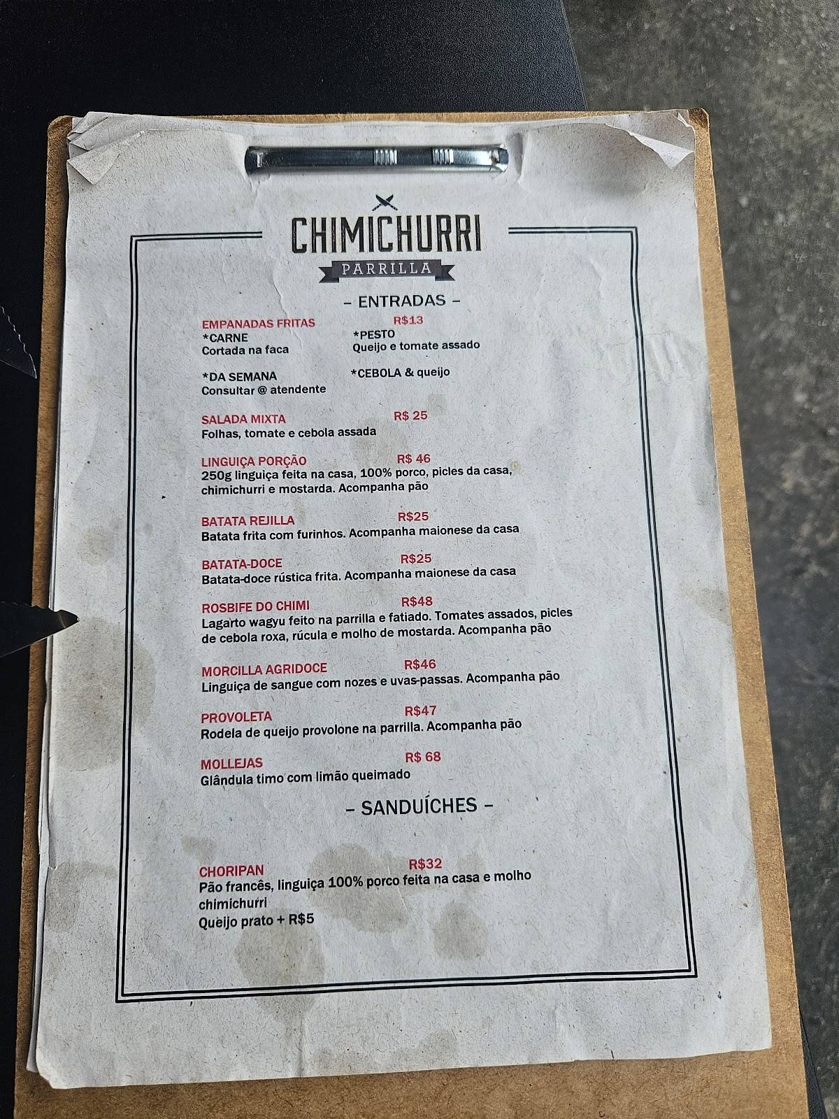 Menu em Chimichurri Parrilla restaurante, São Paulo