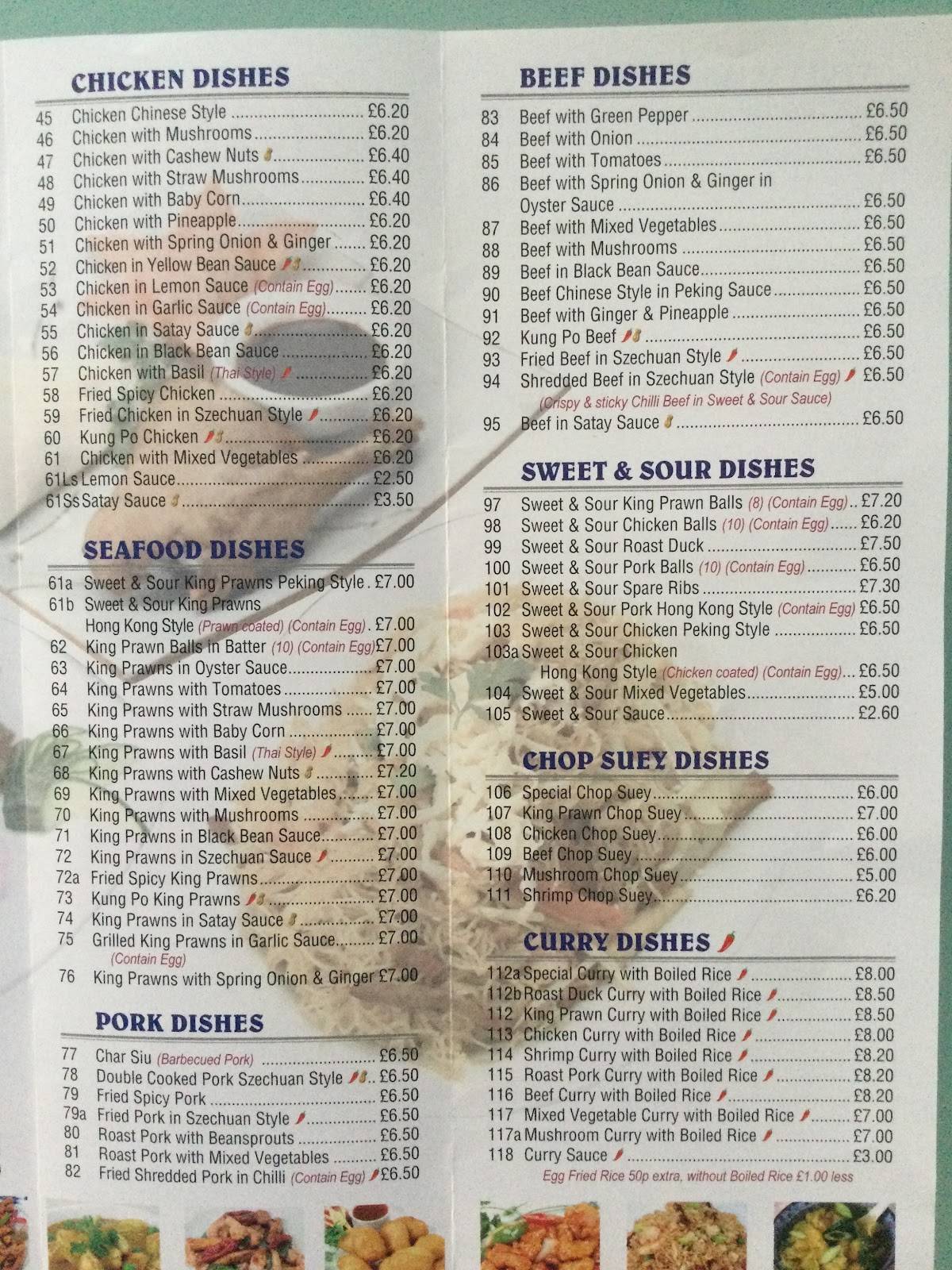 Menu at China Garden fast food, Baldock