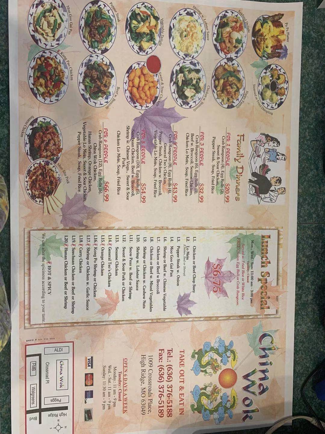 Menu at China Wok restaurant, High Ridge, Crossroads Pl