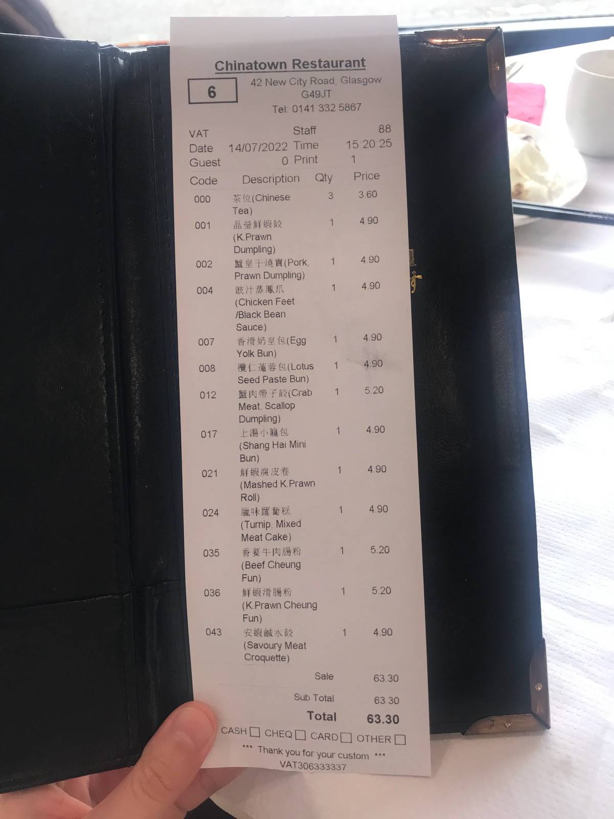 Menu at Chinatown Restaurant Glasgow, Glasgow