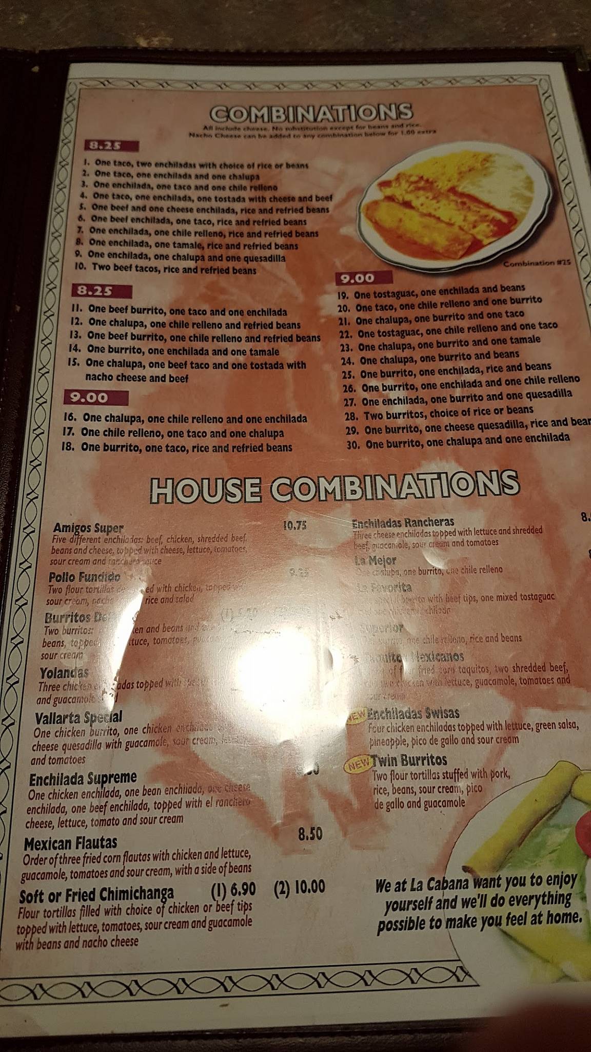 Menu at La Cabana Restaurant, Clayton