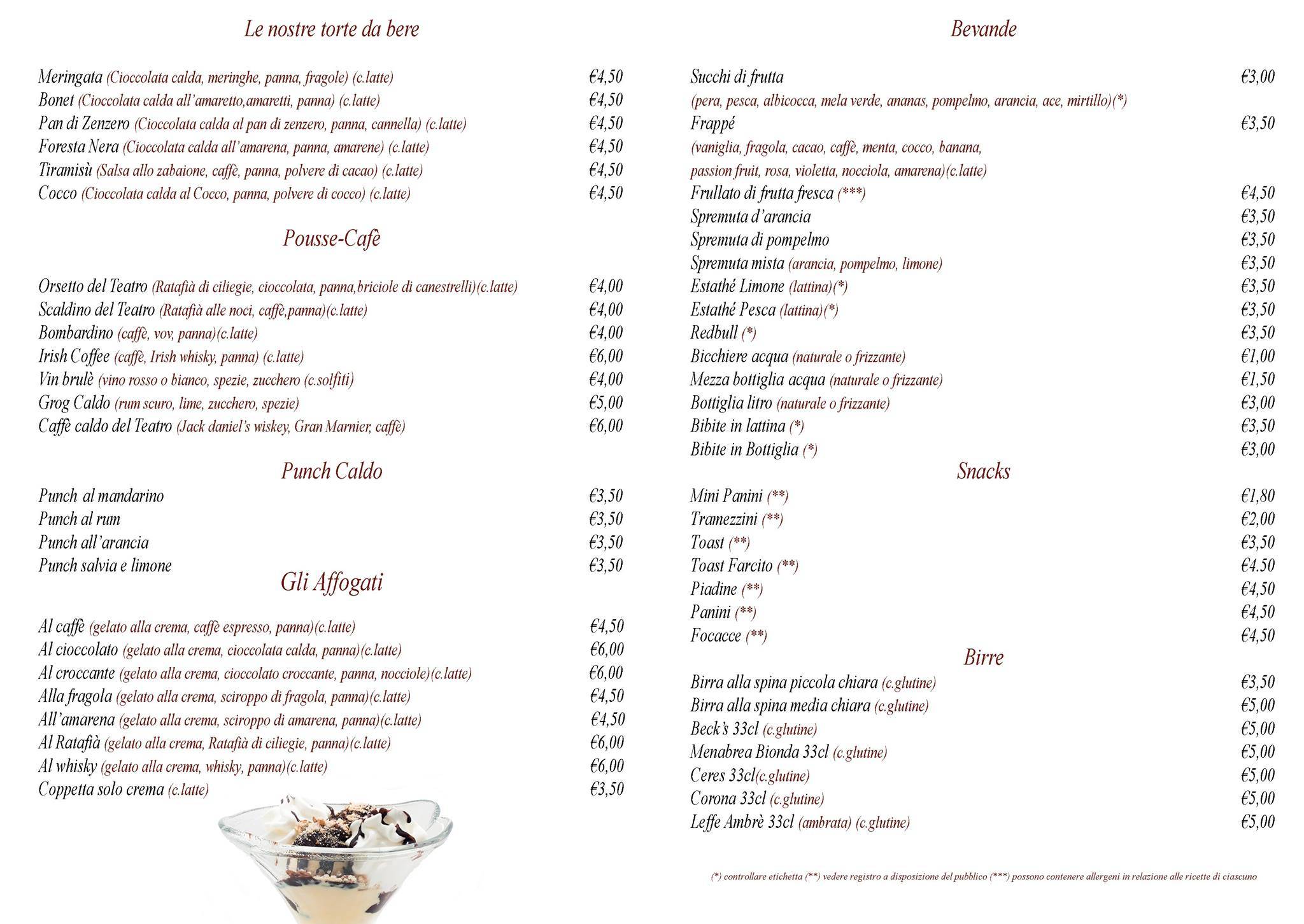Menu da Caffè del Teatro Biella pub & bar, Biella, Piazza Martiri della ...