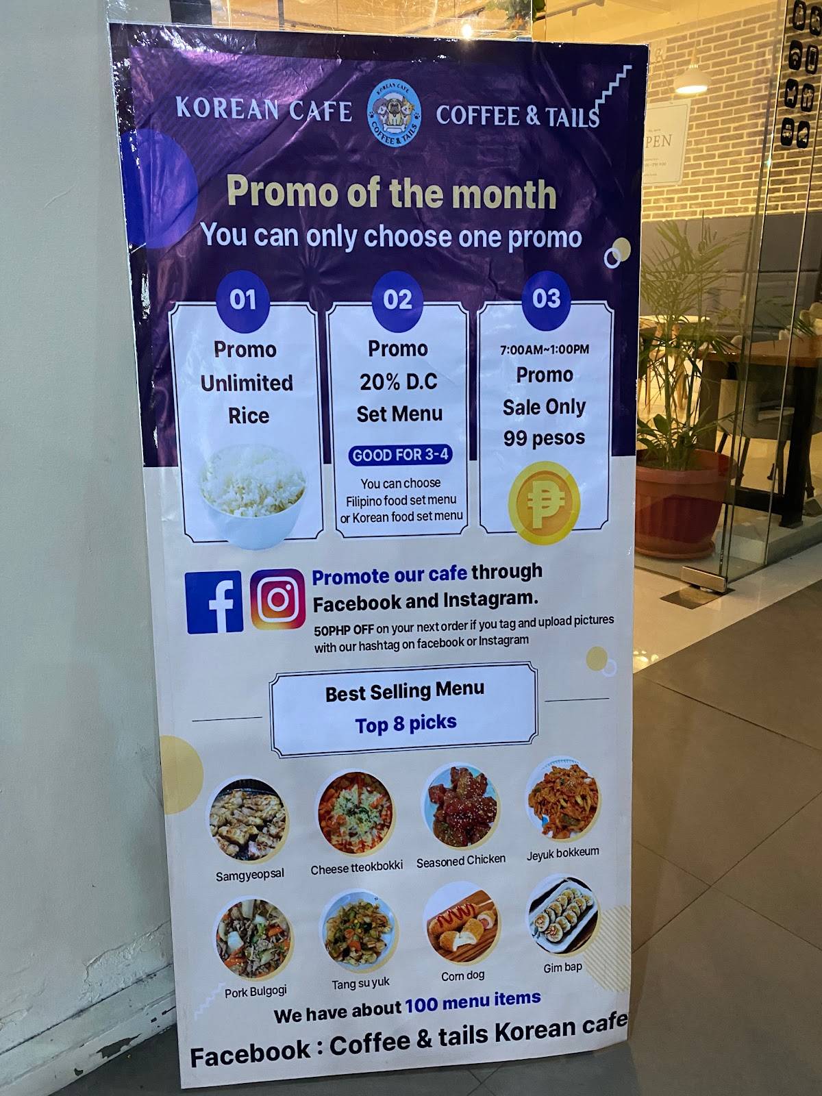 Carta de Coffee & Tails Korean Cafe, Baguio
