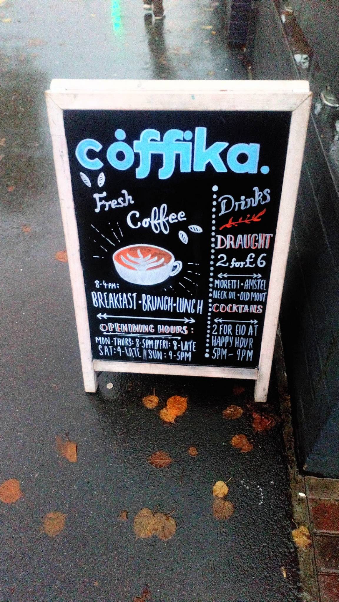 Menu at Coffika cafe, Sheffield, 412