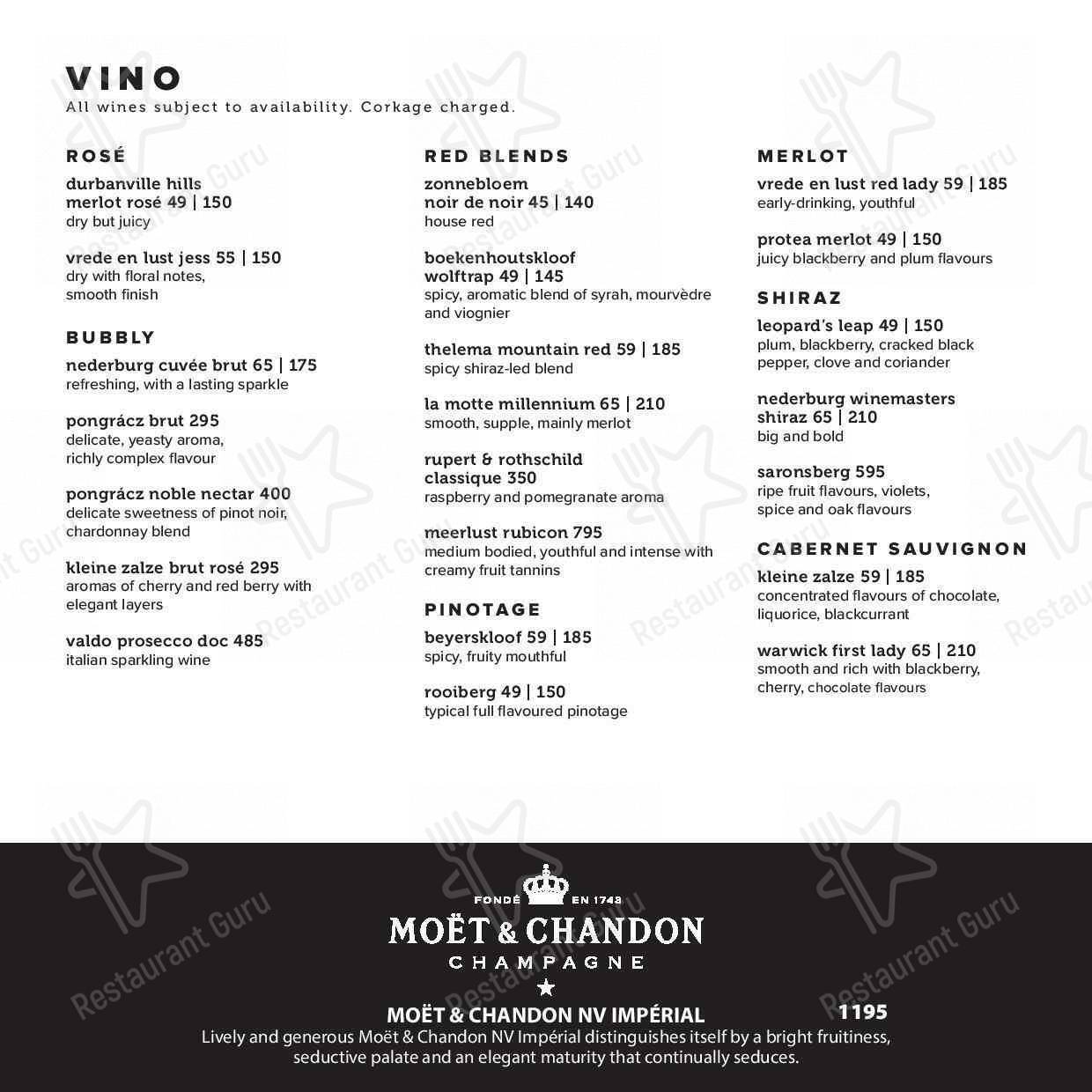 Menu at Col'Cacchio Gateway restaurant, Durban, Shop G320