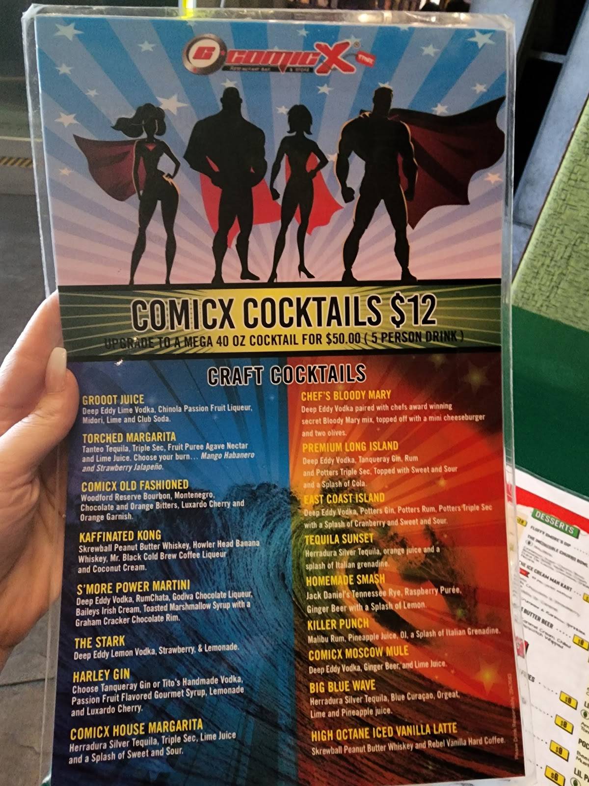 Menu at Comicx Restaurant Bar & Store, Phoenix