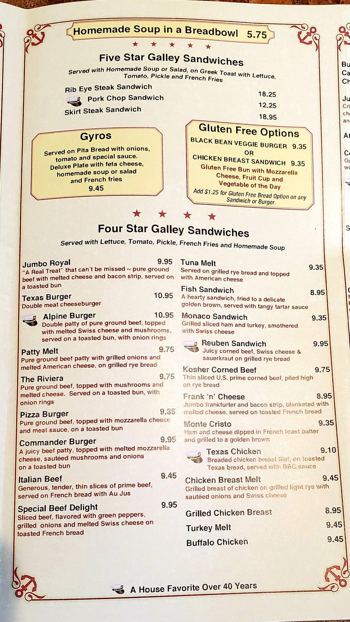 Menu at Commander Restaurant, Munster