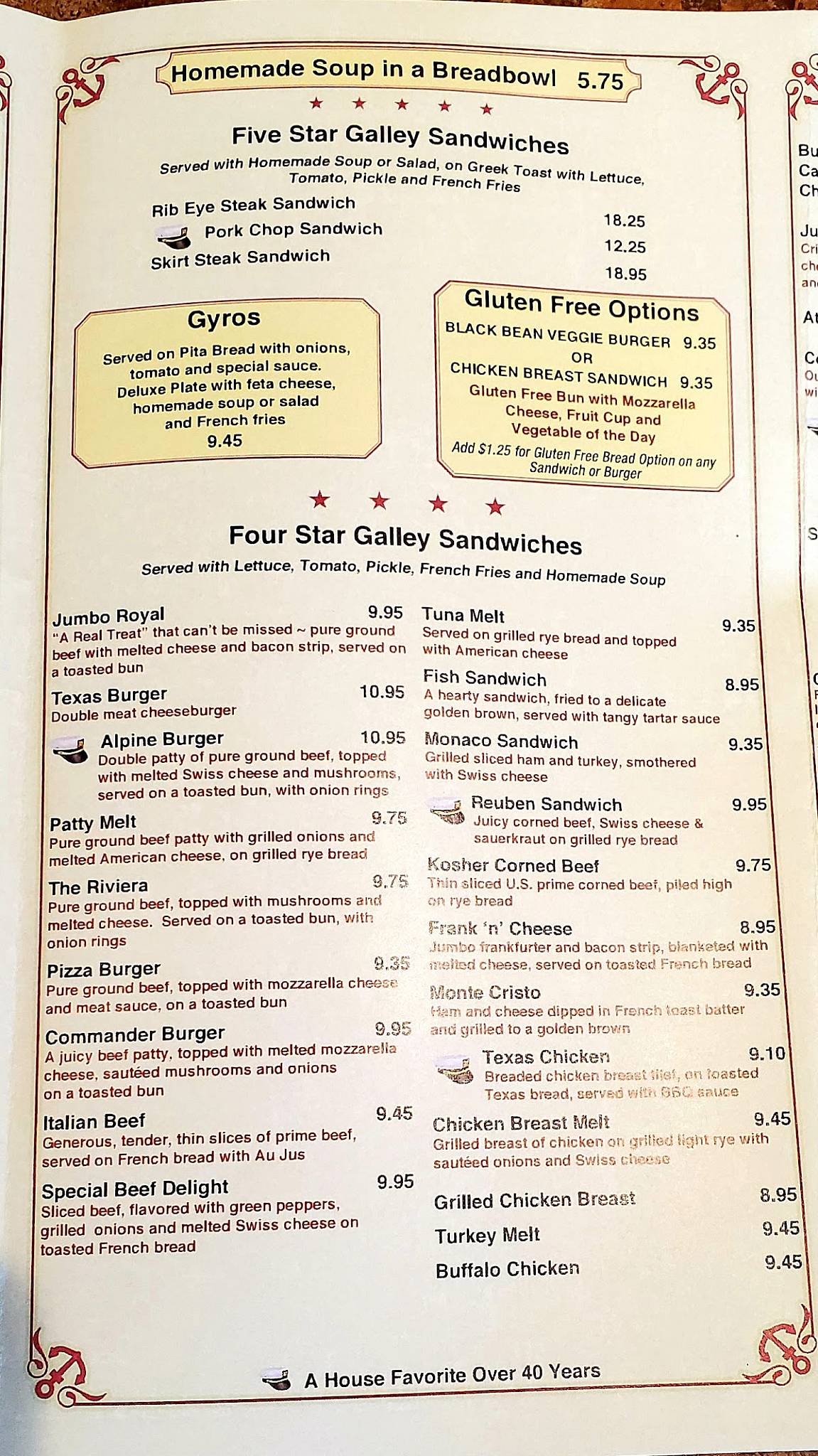 Menu at Commander Restaurant, Munster