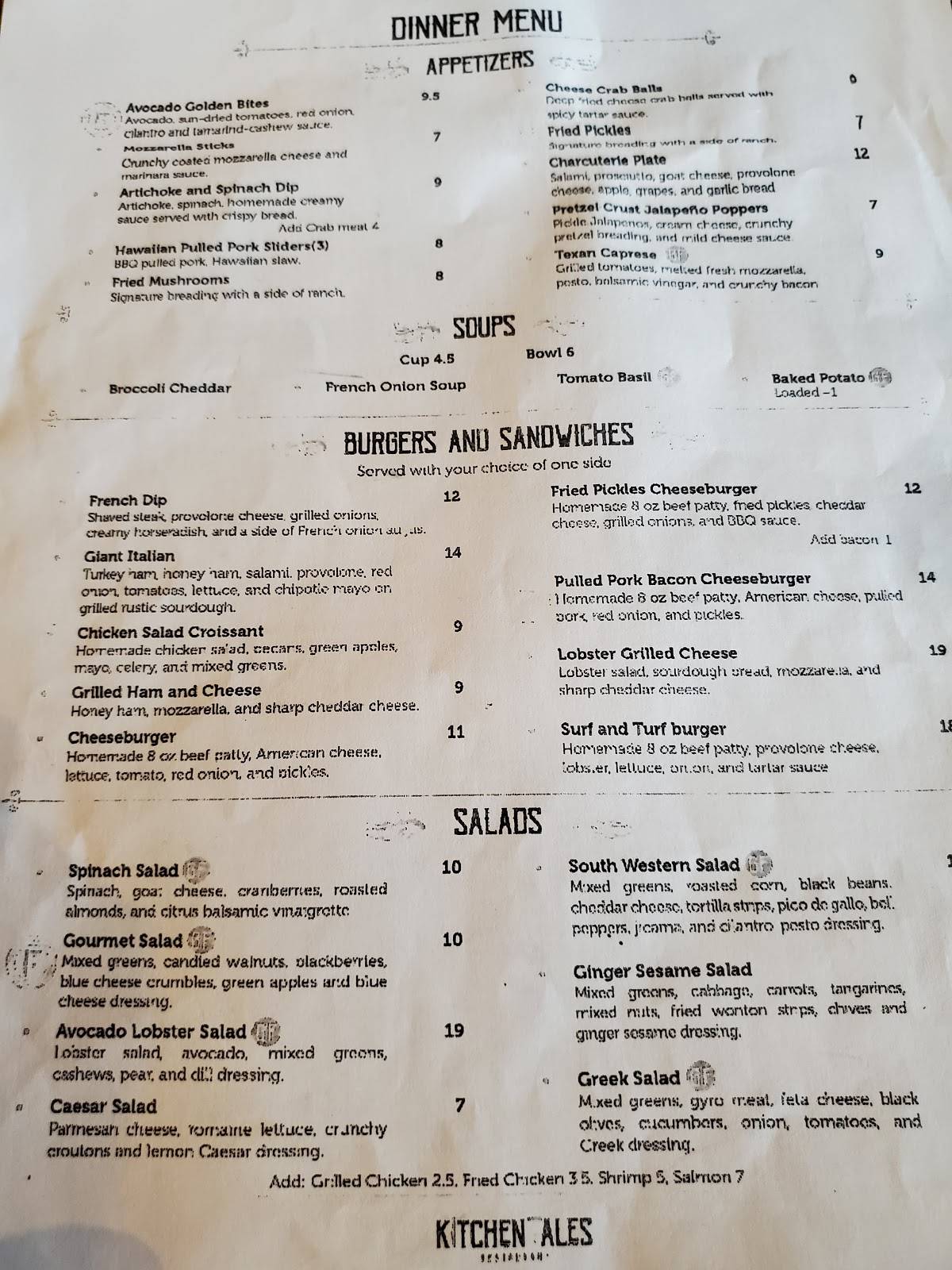 Menu at Kitchen Tales restaurant, Conroe