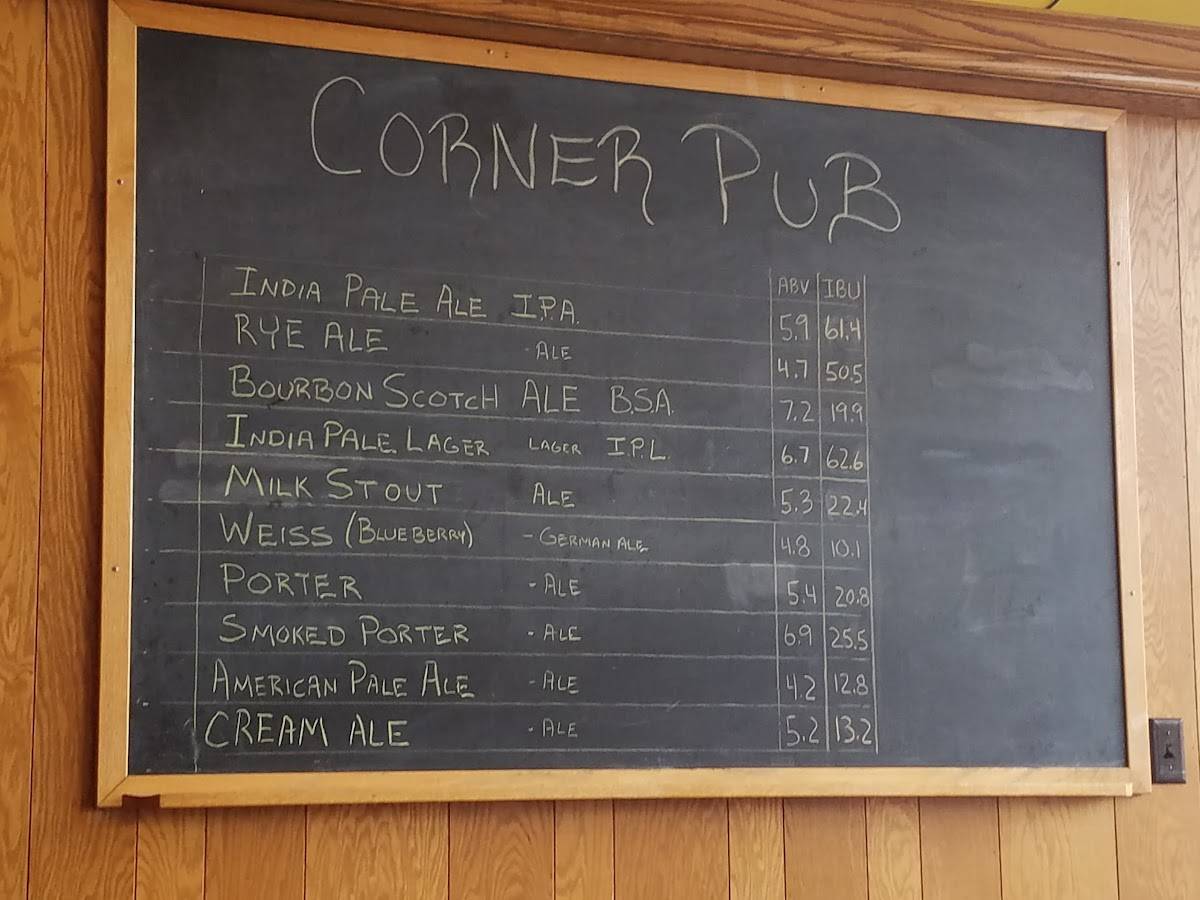 Menu at Corner Pub Brewery, Reedsburg