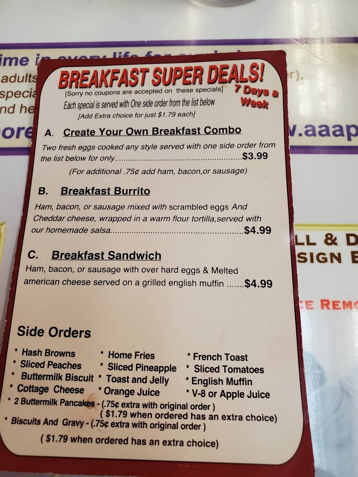 Menu at Country Boys Restaurant, Phoenix, E Greenway Rd
