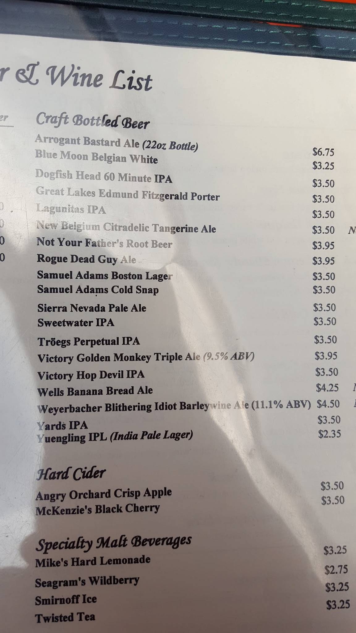 Menu at Country Place restaurant, Perkasie, PA-313