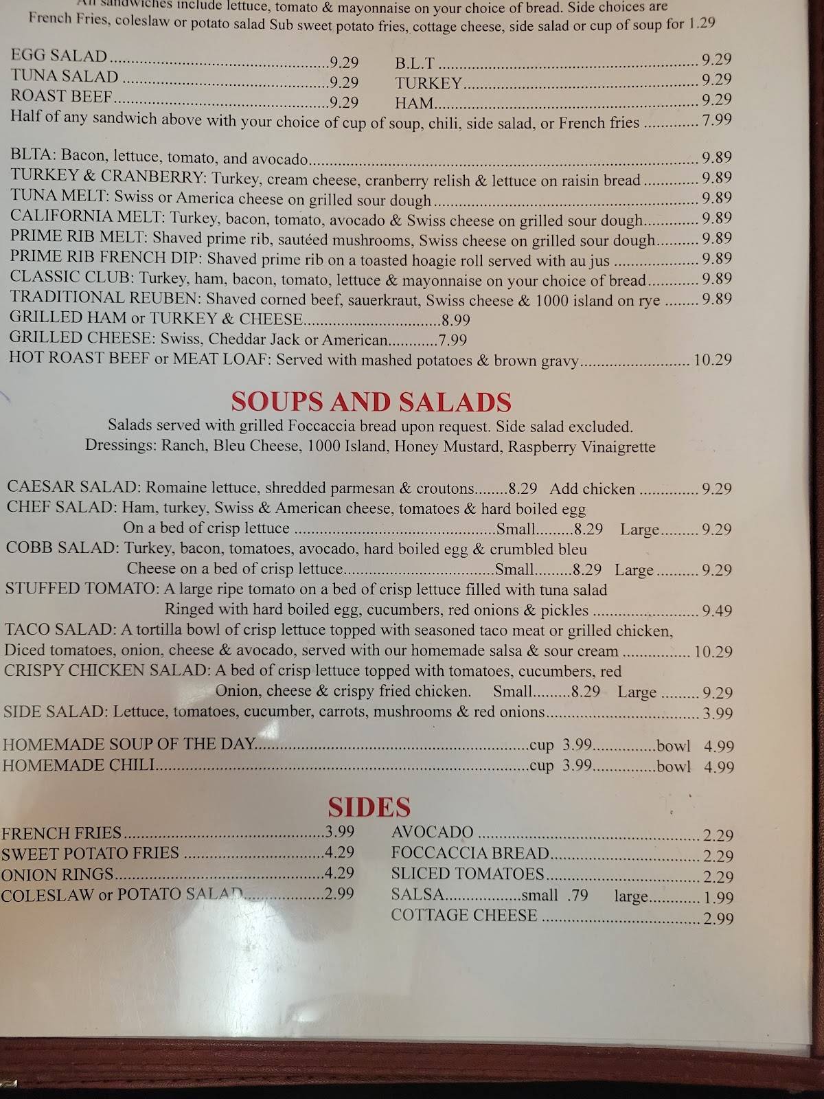 Menu at Cozy Corner Cafe, Mesa, E McKellips Rd #102