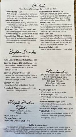 Menu at Cozy Table restaurant, Bloomington