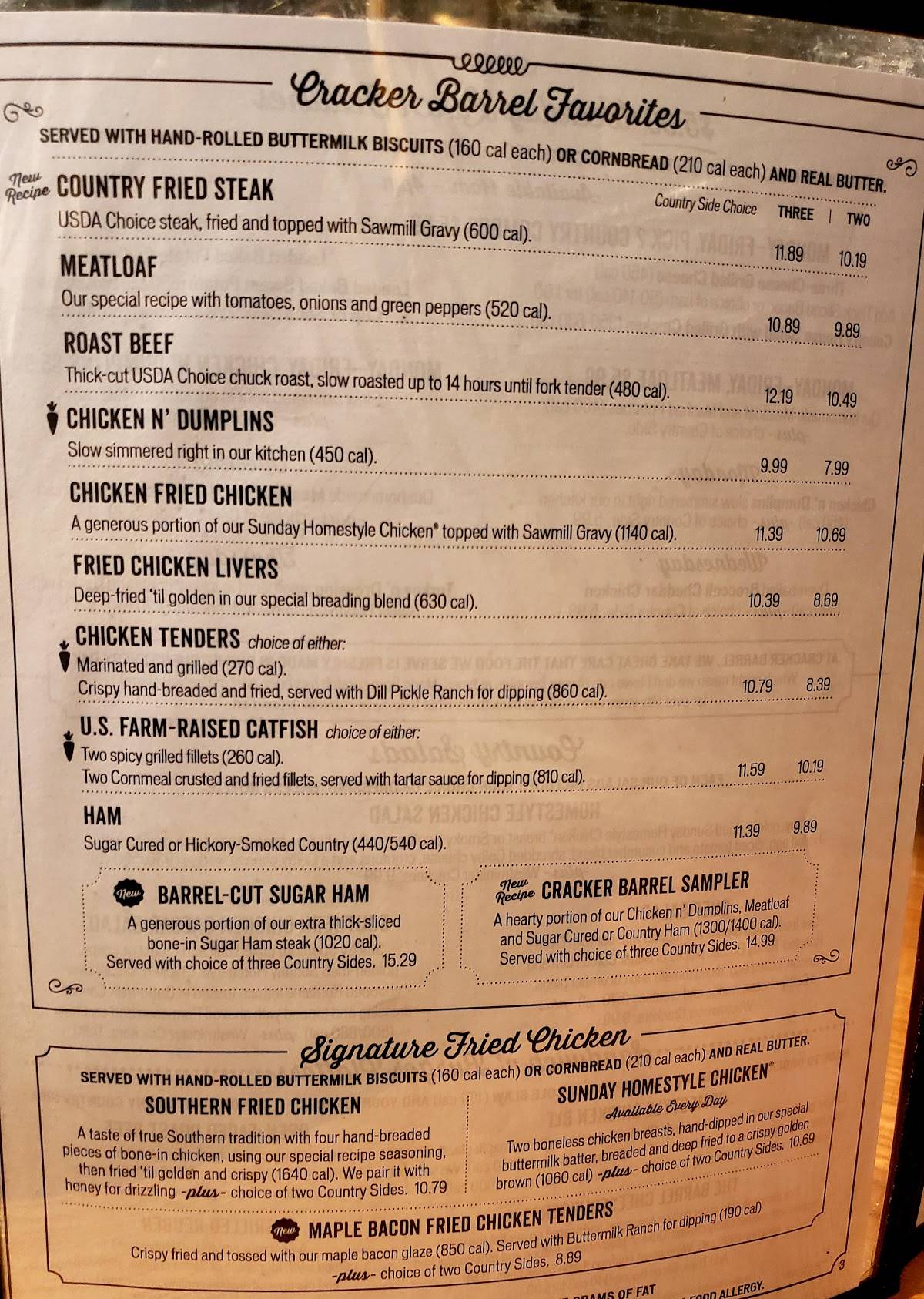 Menu at Cracker Barrel Old Country Store, Ocala, SW College Rd