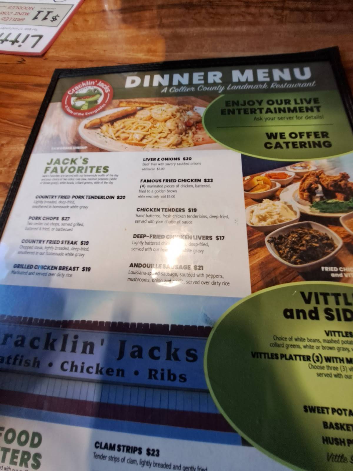 Menu at Cracklin' Jack's BBQ, Golden Gate