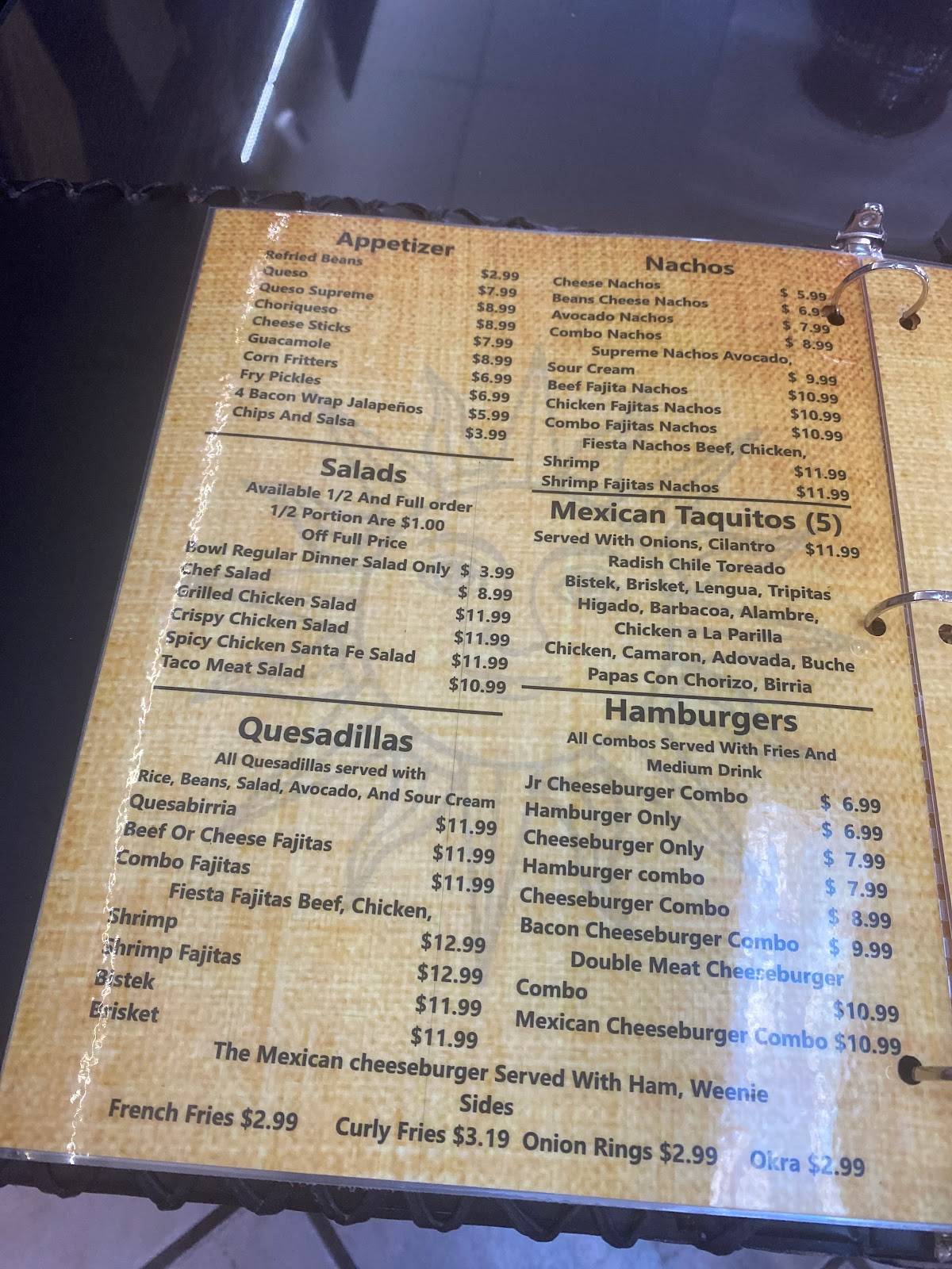 Carta del restaurante El Rey Sol, Crane