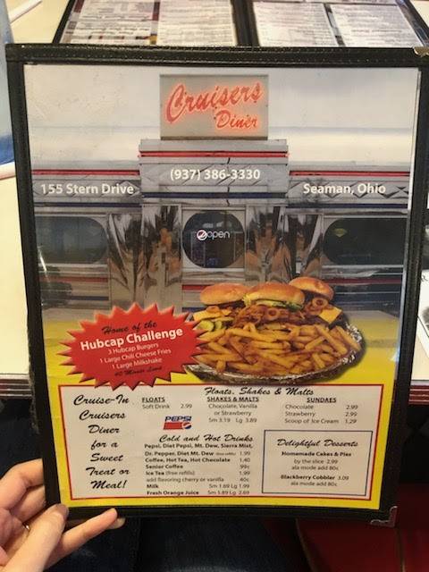 Menu at Cruisers Diner restaurant, Seaman