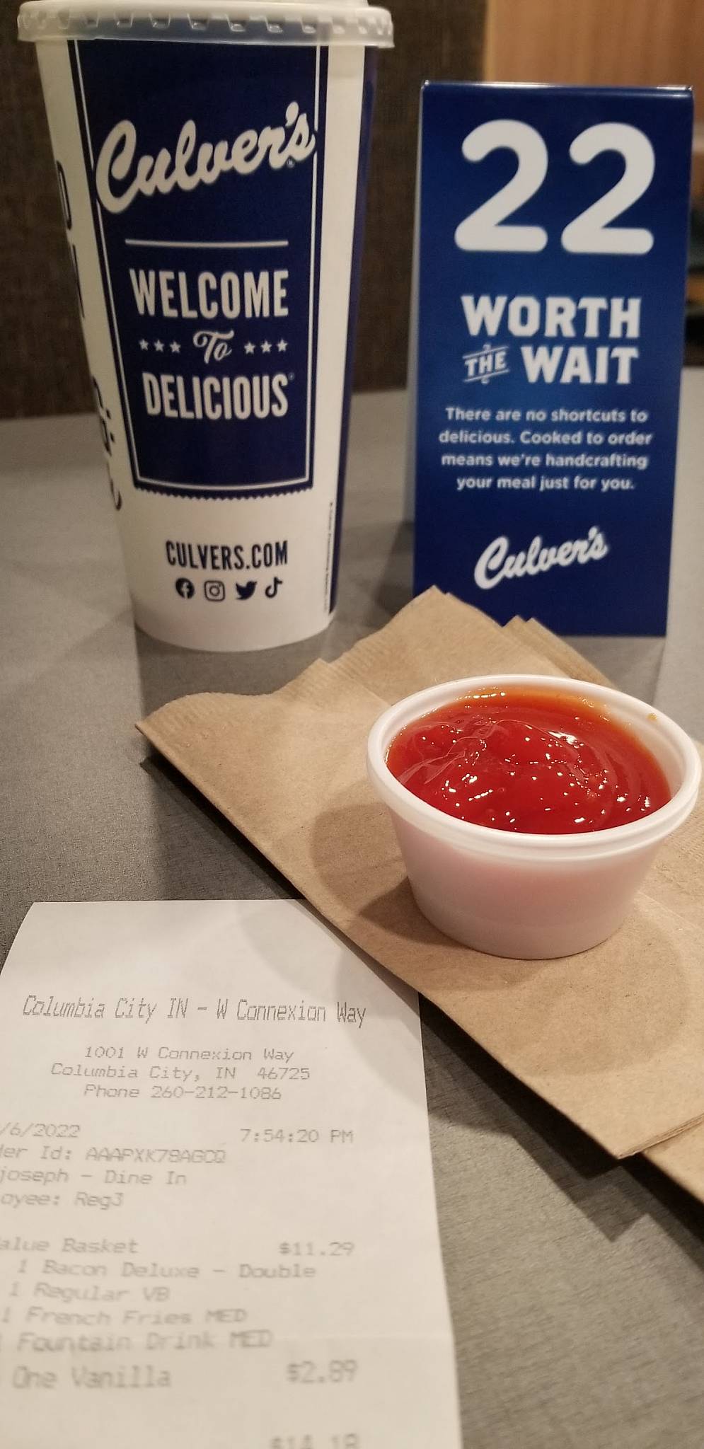 Menu at Culver’s restaurant, Columbia City