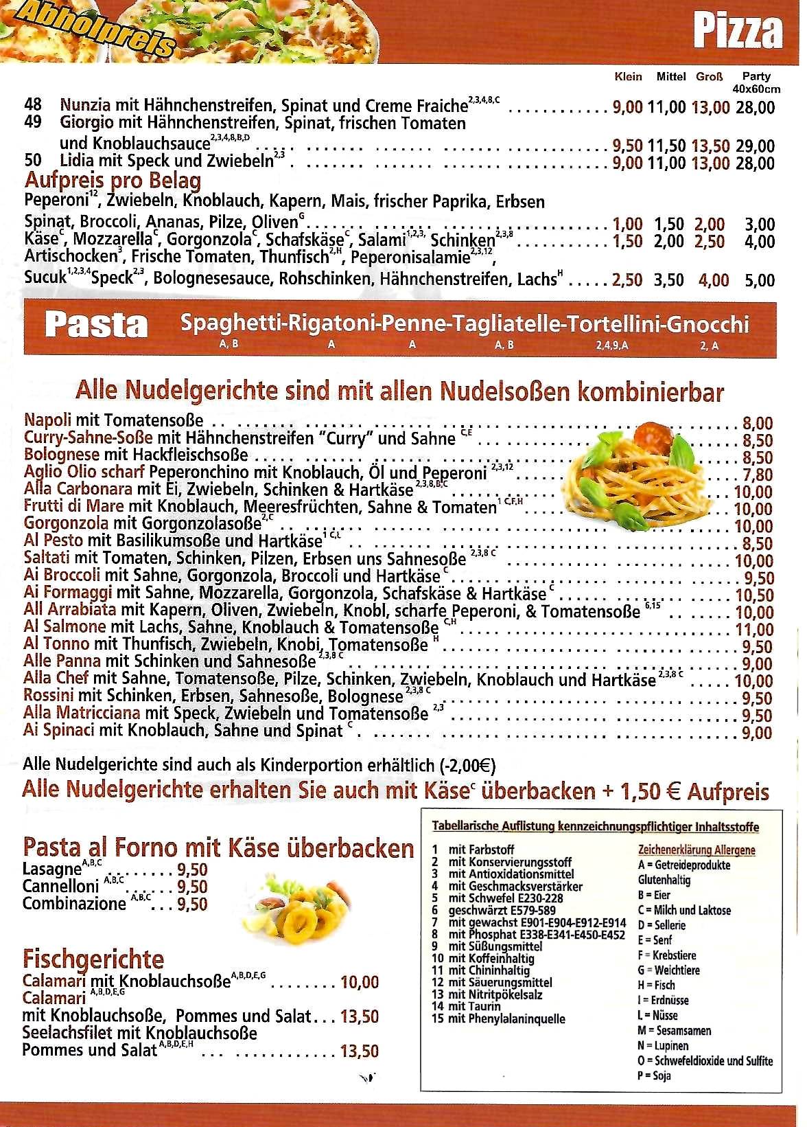 Speisekarte von Da Giorgio restaurant, Mannheim