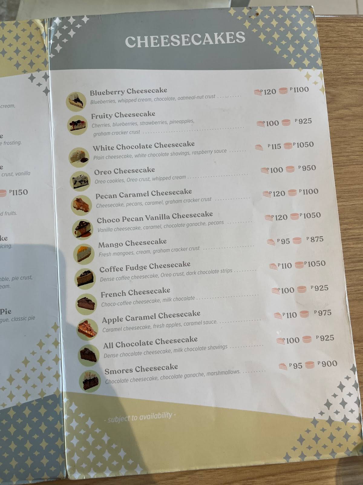Menu at Calea Pastries & Coffee desserts, Bacolod, Balay Quince