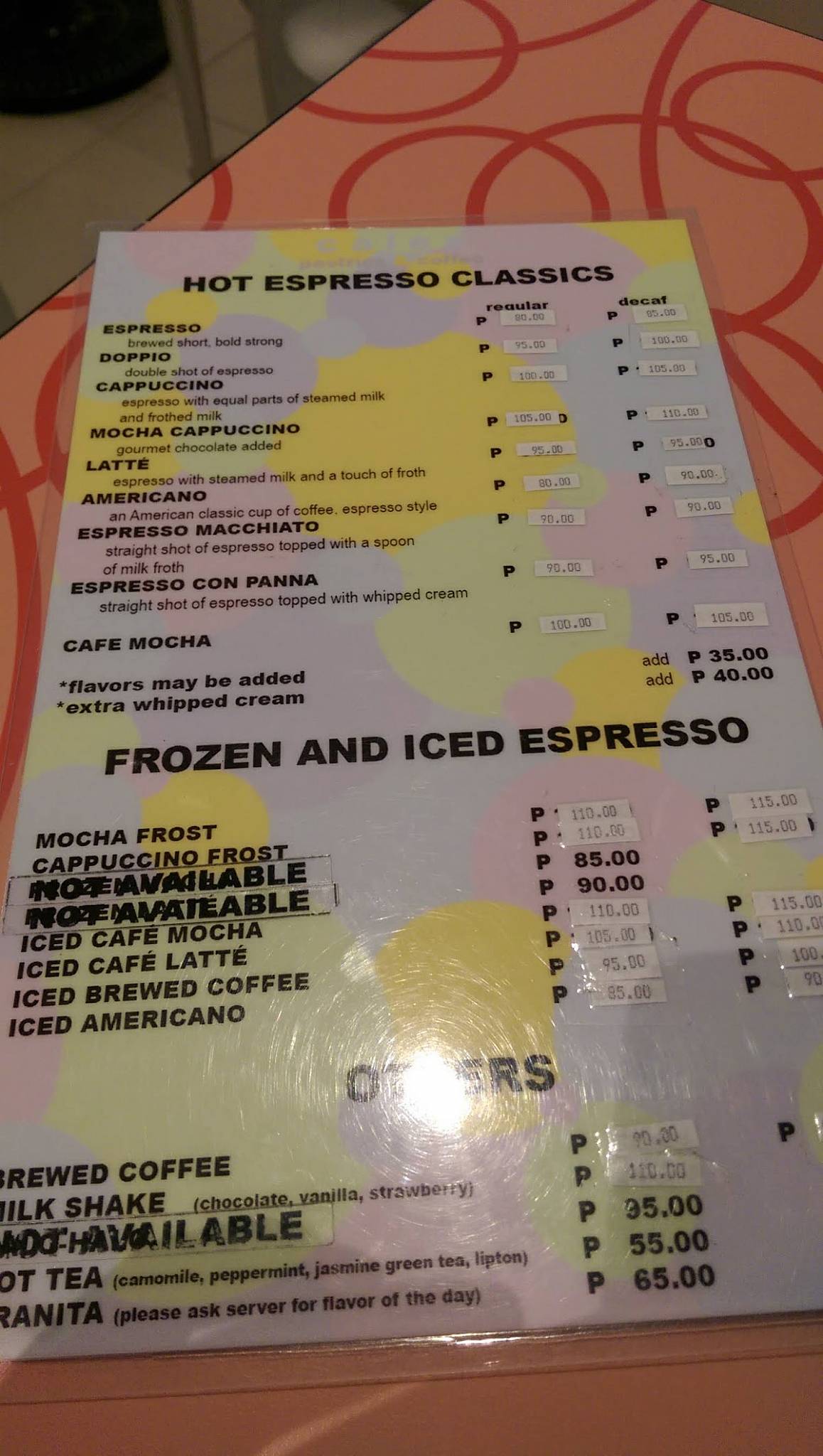 Menu at Calea Pastries & Coffee desserts, Bacolod, Balay Quince