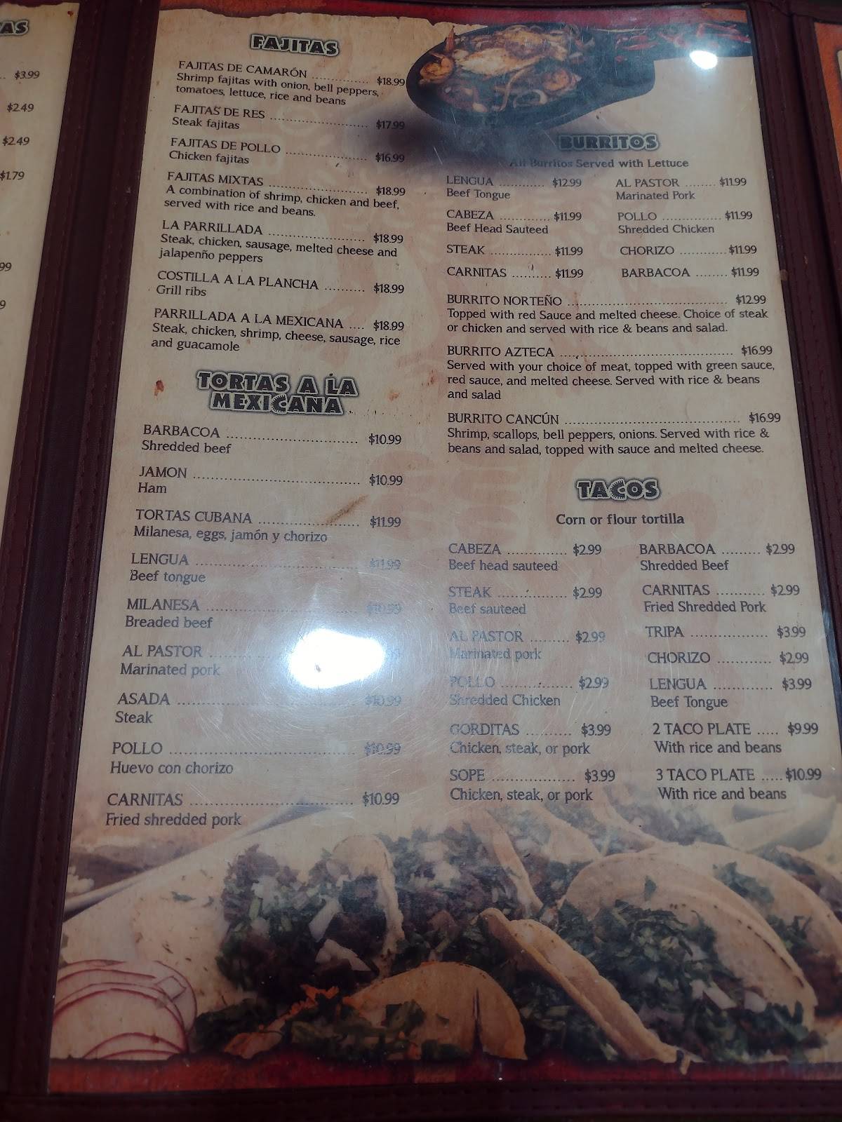 Menu at EL SABOR DE MEXICO desserts, Tampa