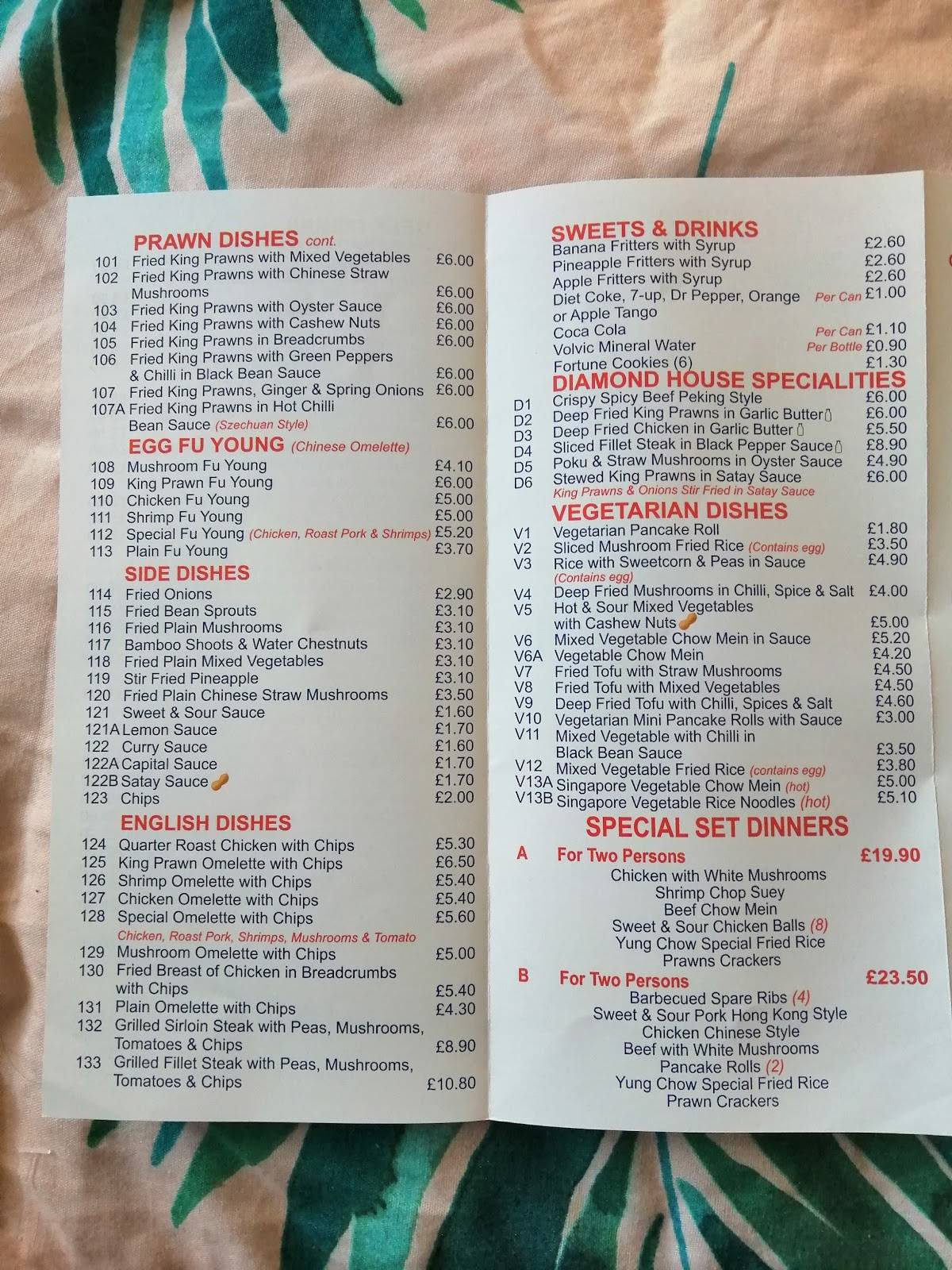 Menu at Diamond House fast food, Basildon