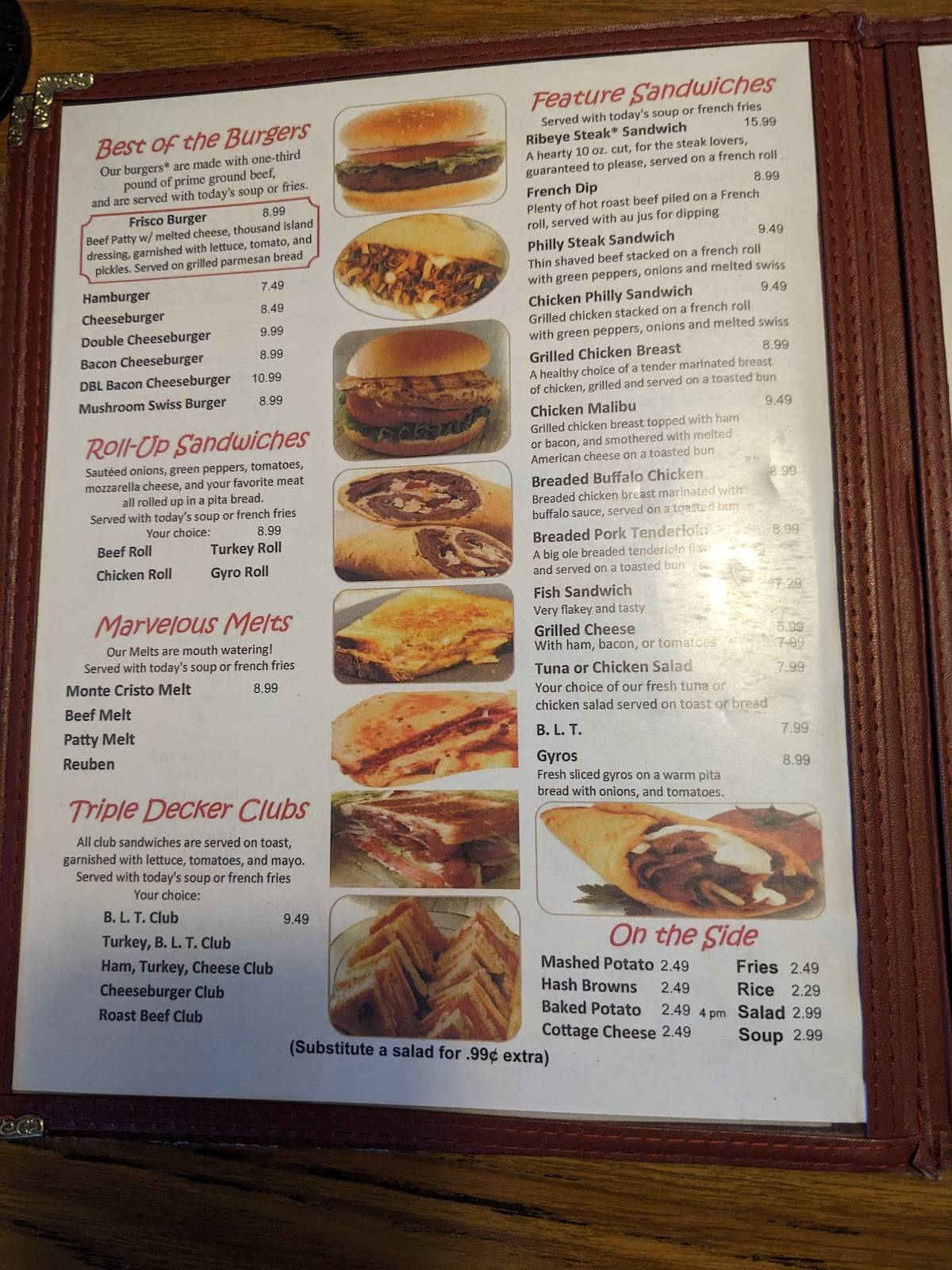 Menu at Diner 54 restaurant, Mexico