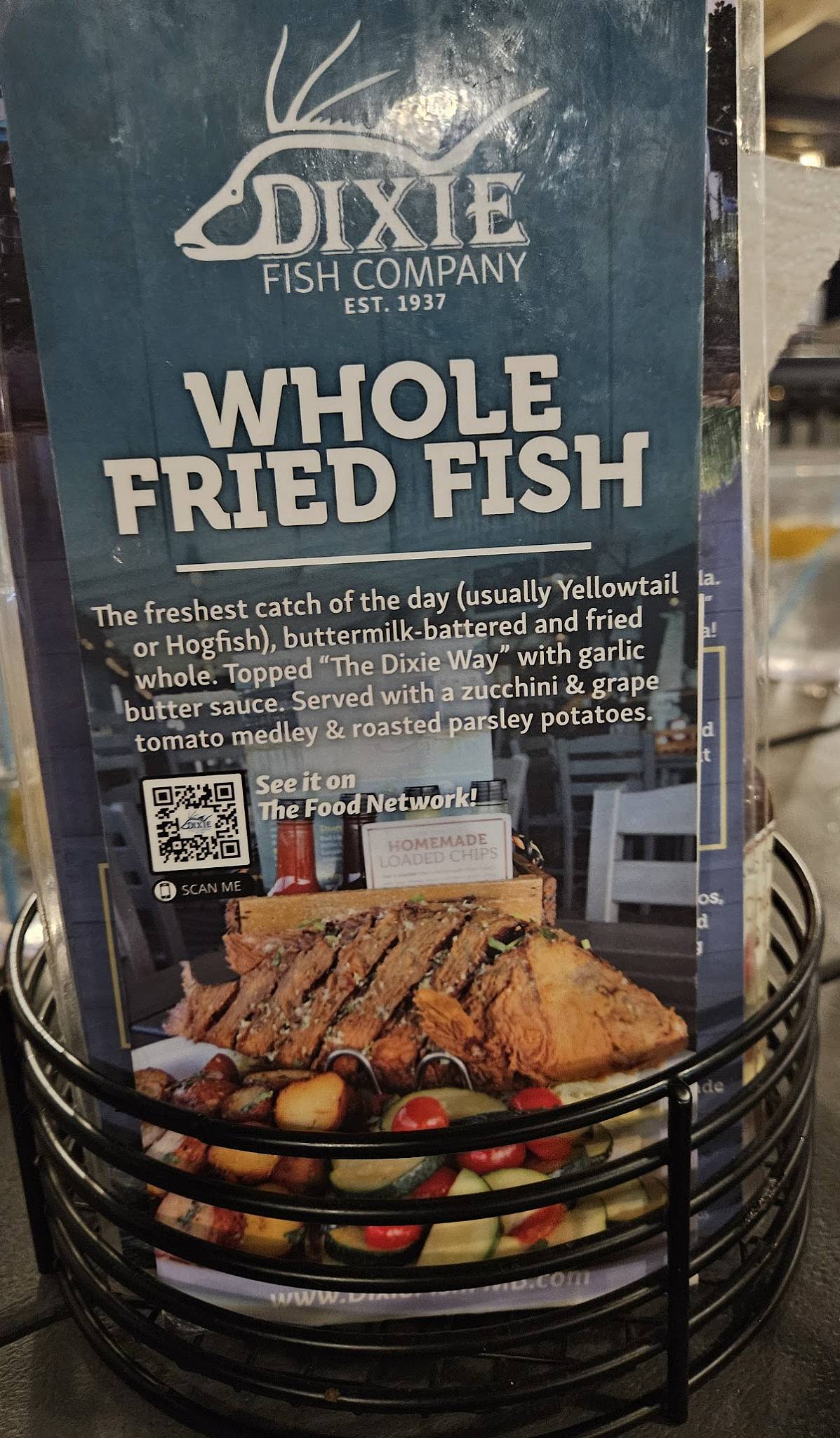 Menu at Dixie Fish Company restaurant, Fort Myers Beach