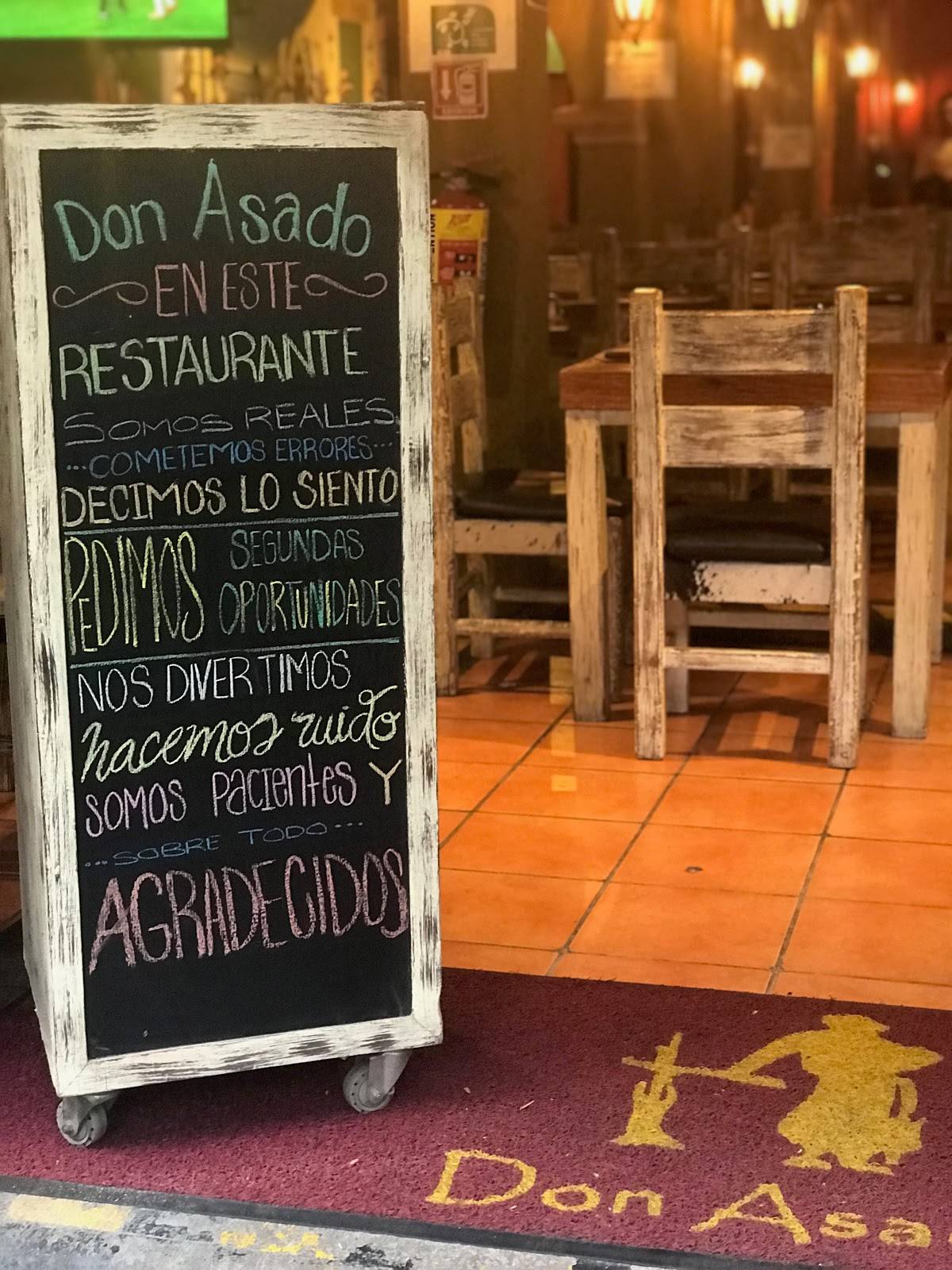 Carta del restaurante Don Asado Polanco, Ciudad del México, Av. Homero 428