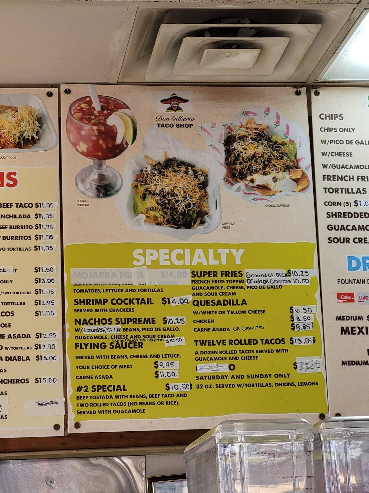 Menu at Don Gilberto Mexican Food restaurant, Montrose, S Townsend Ave ...