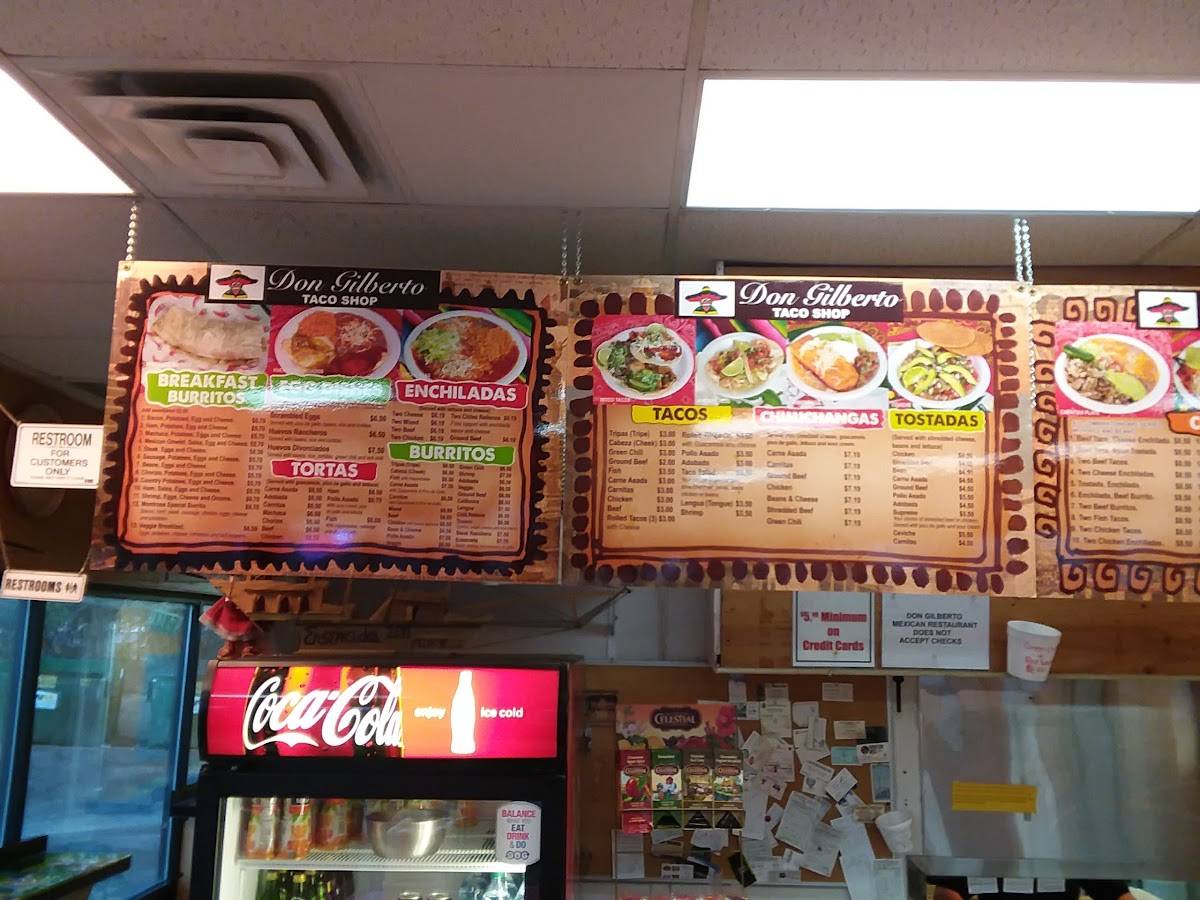 Menu at Don Gilberto Mexican Food restaurant, Montrose, S Townsend Ave ...