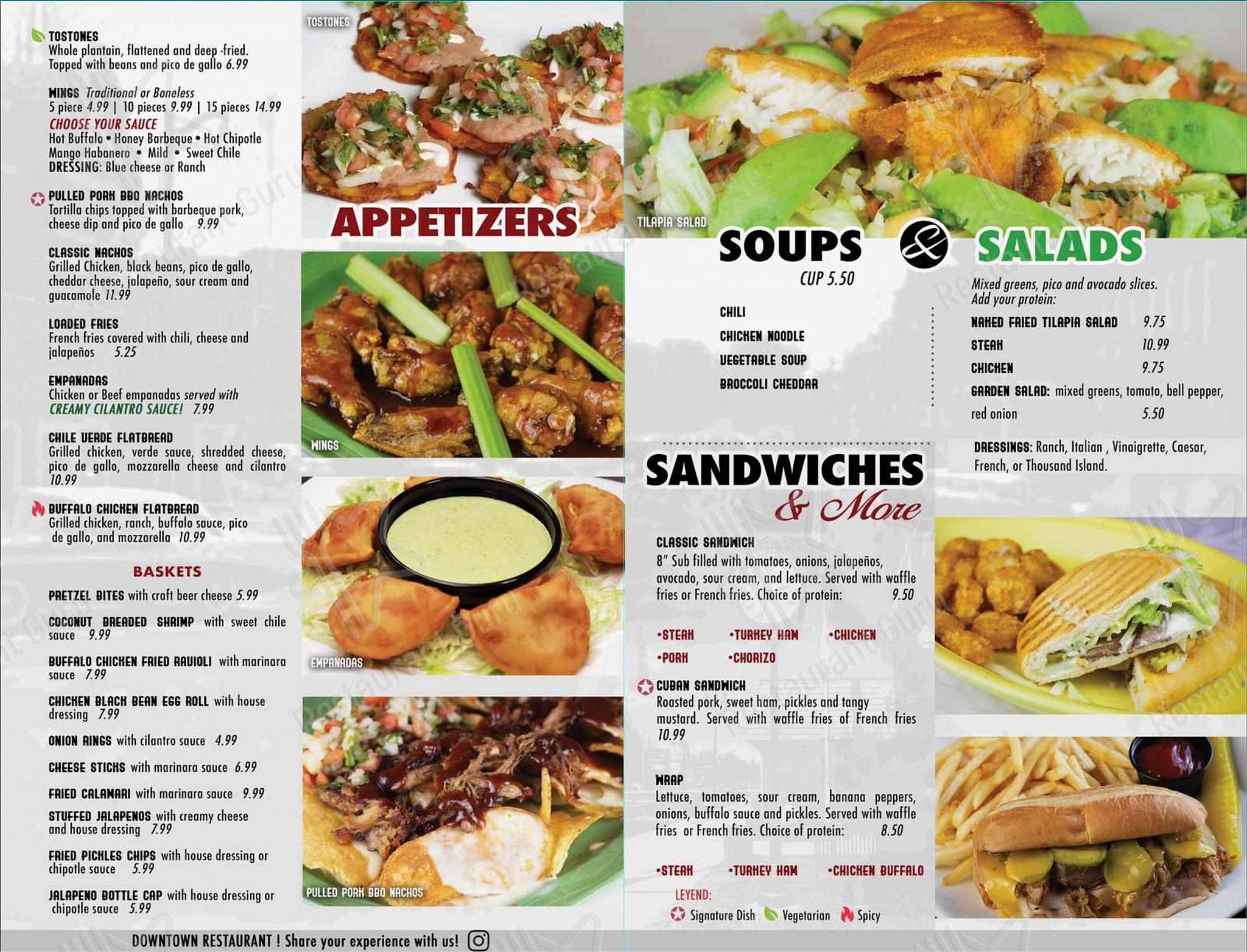 Menu at Downtown Restaurant, Archbold