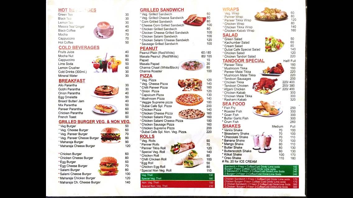 Menu at Dubai Café & Food Court, Mukerian