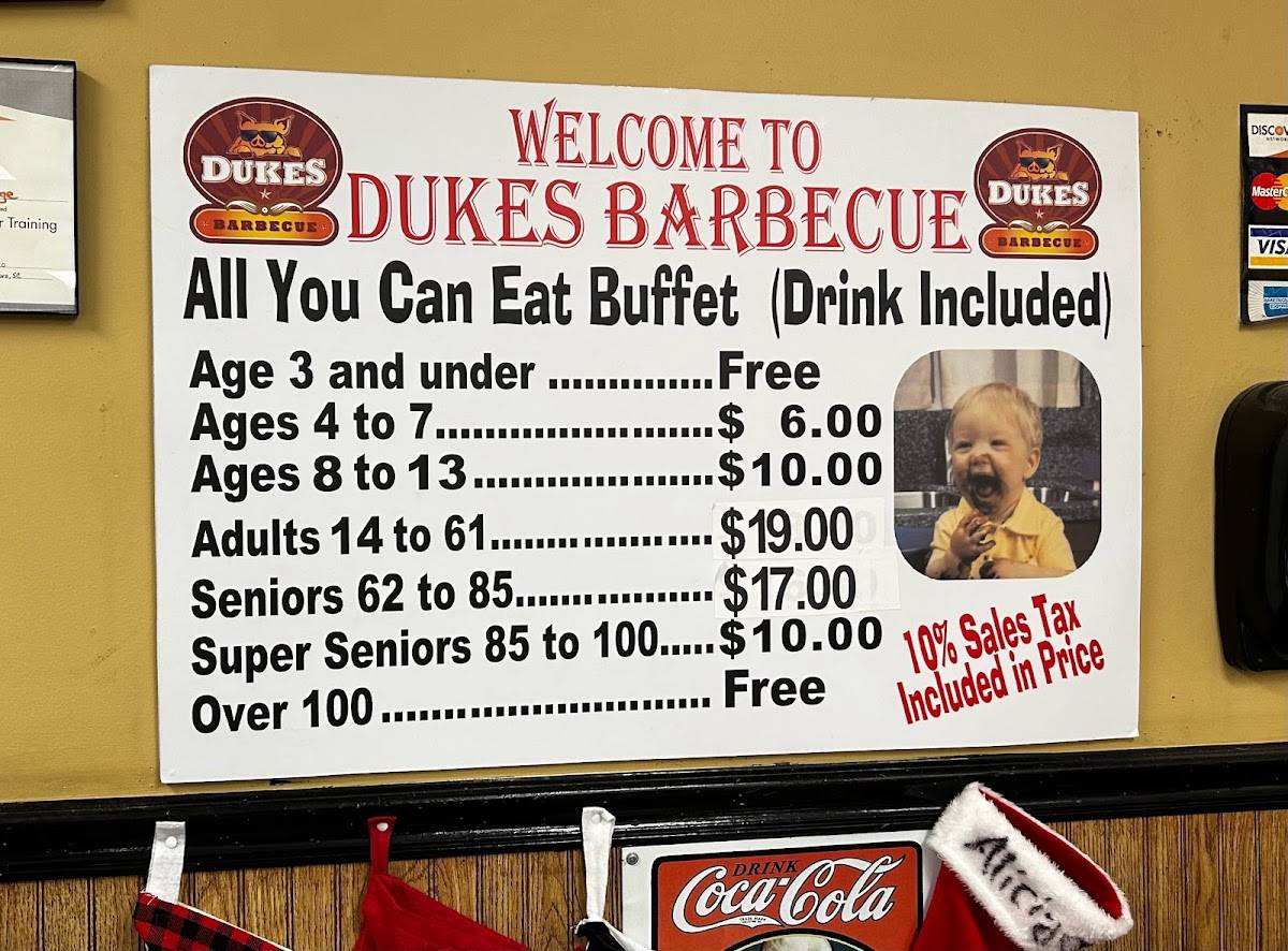 Menu at Dukes Barbecue, Walterboro