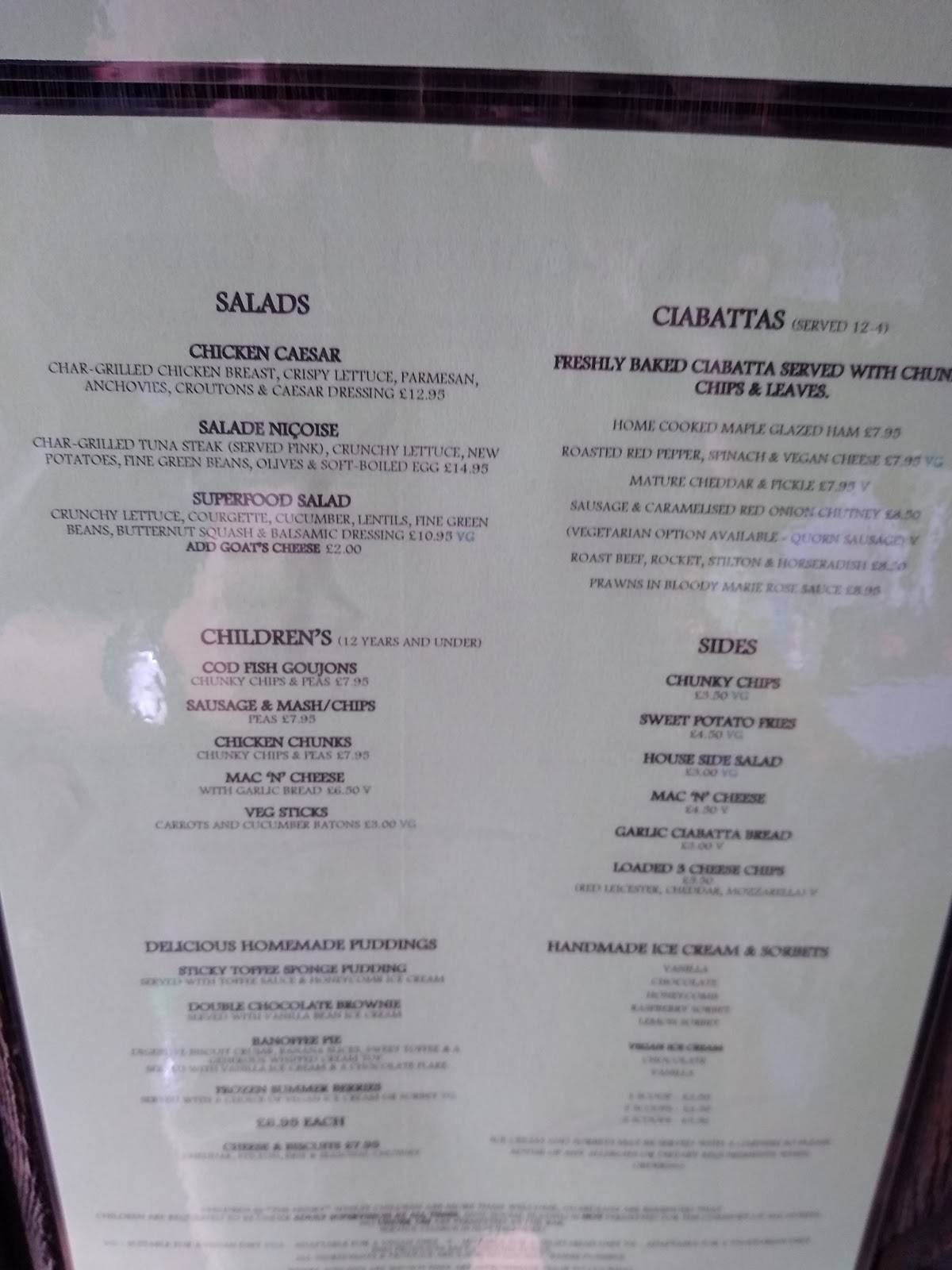 Menu at King Henry Ⅷ pub & bar, Hever
