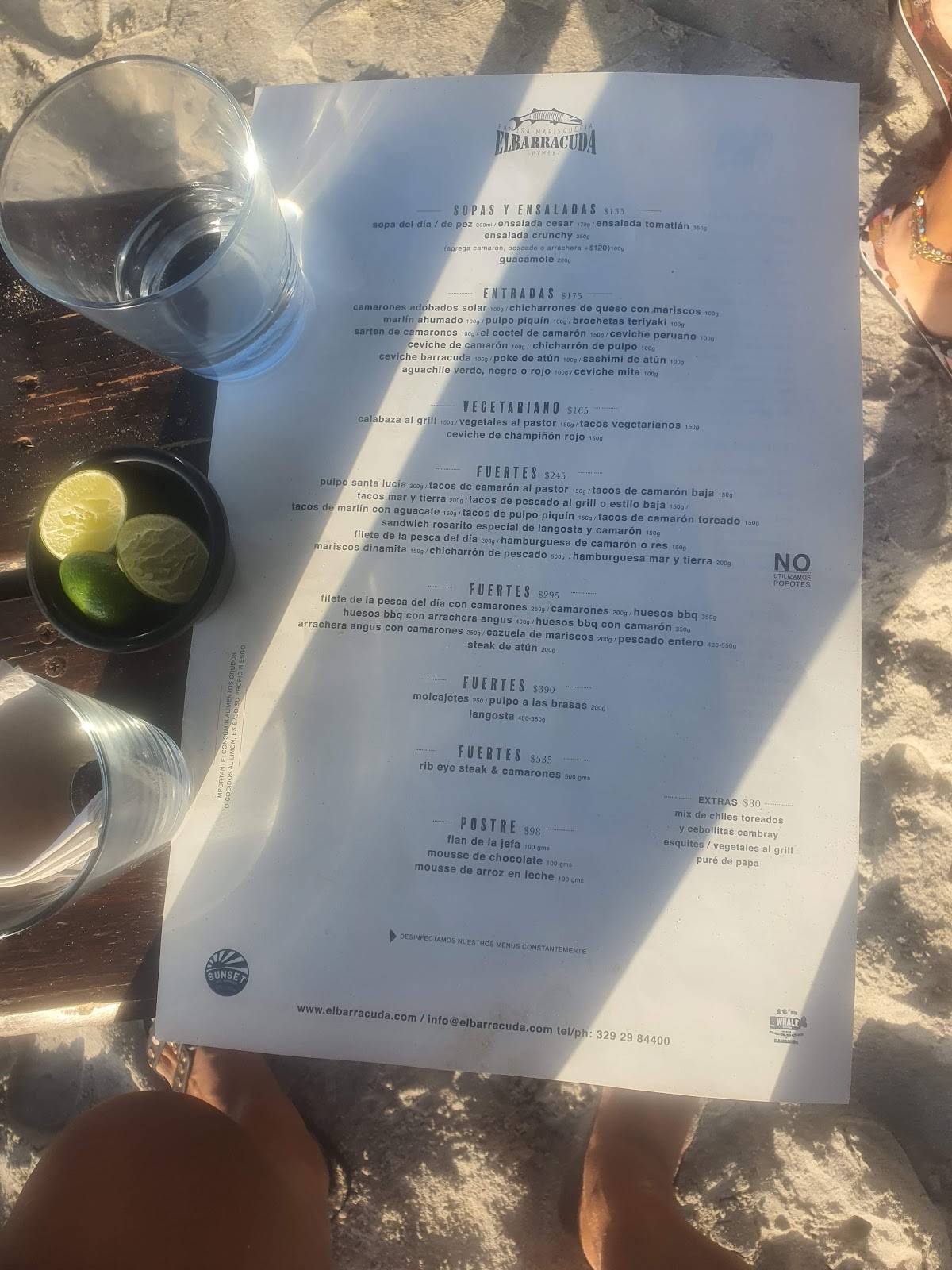 Menu at El Barracuda Punta de Mita, Punta de Mita