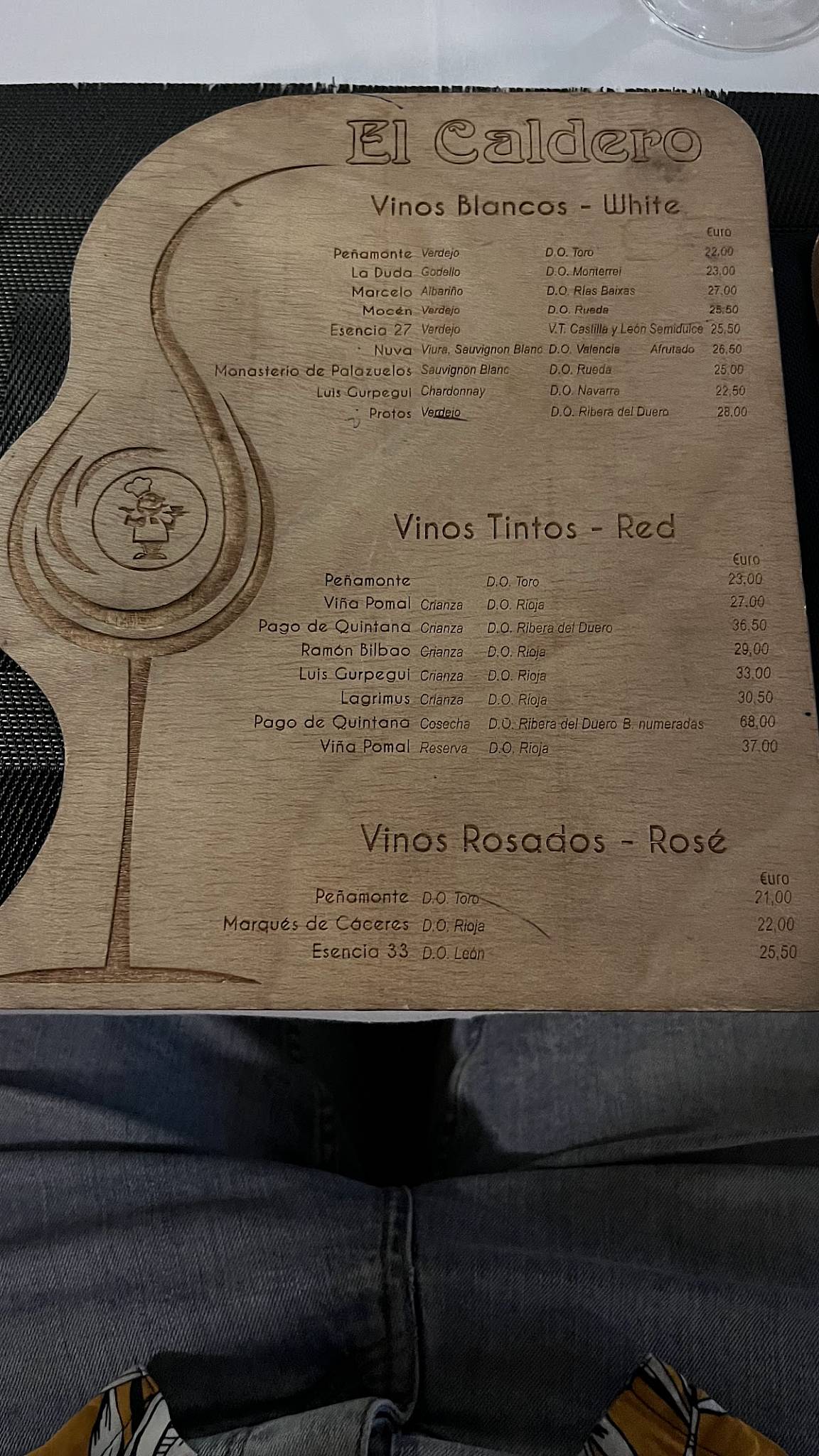 Carta de Restaurante El Caldero, Maspalomas