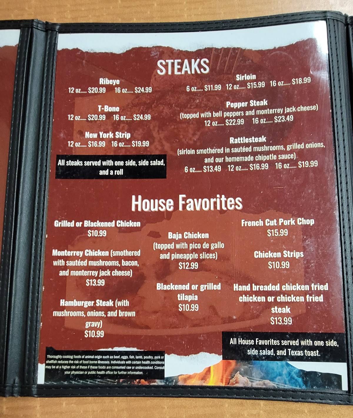 Menu at Banderas steakhouse, El Dorado, 200 W 10th St