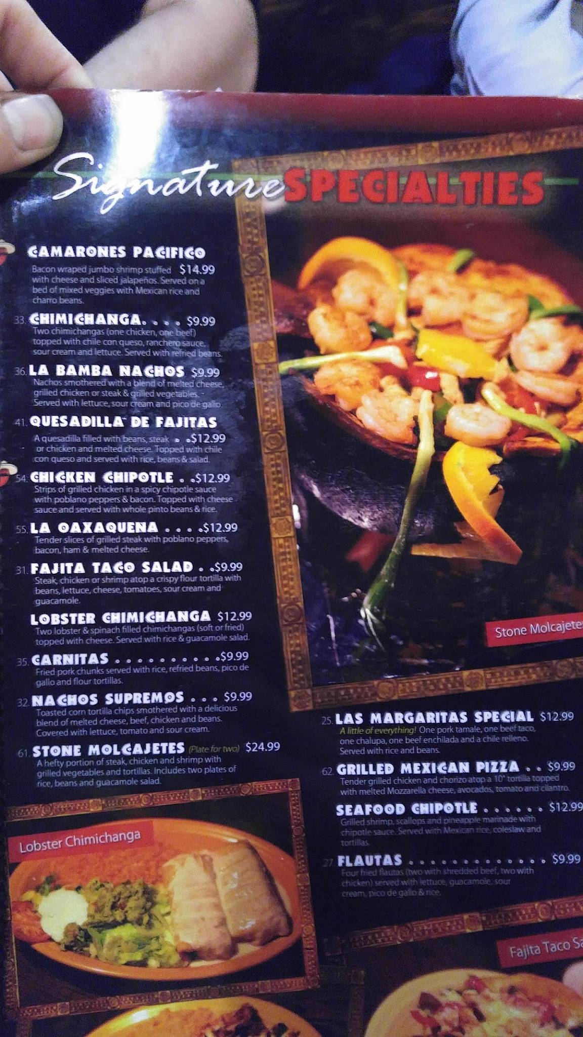 Menu at El Palenque restaurant, Eastlake, Vine St