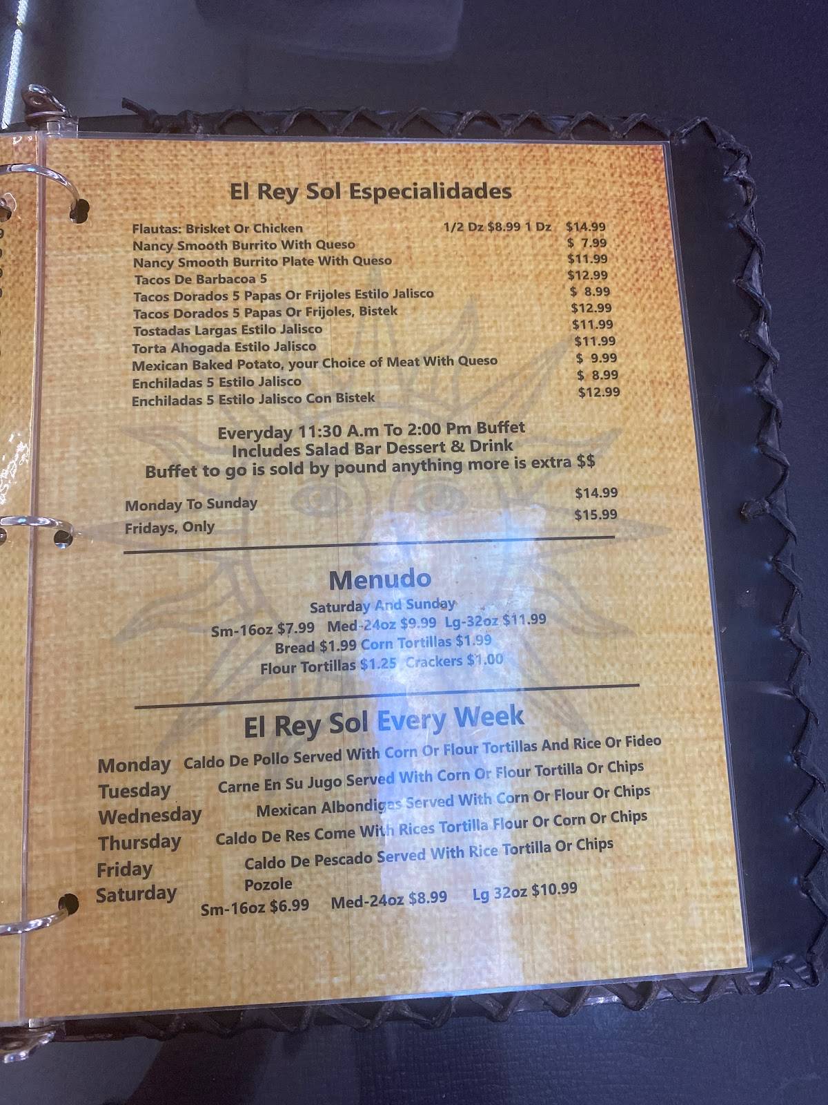 Carta del restaurante El Rey Sol, Crane