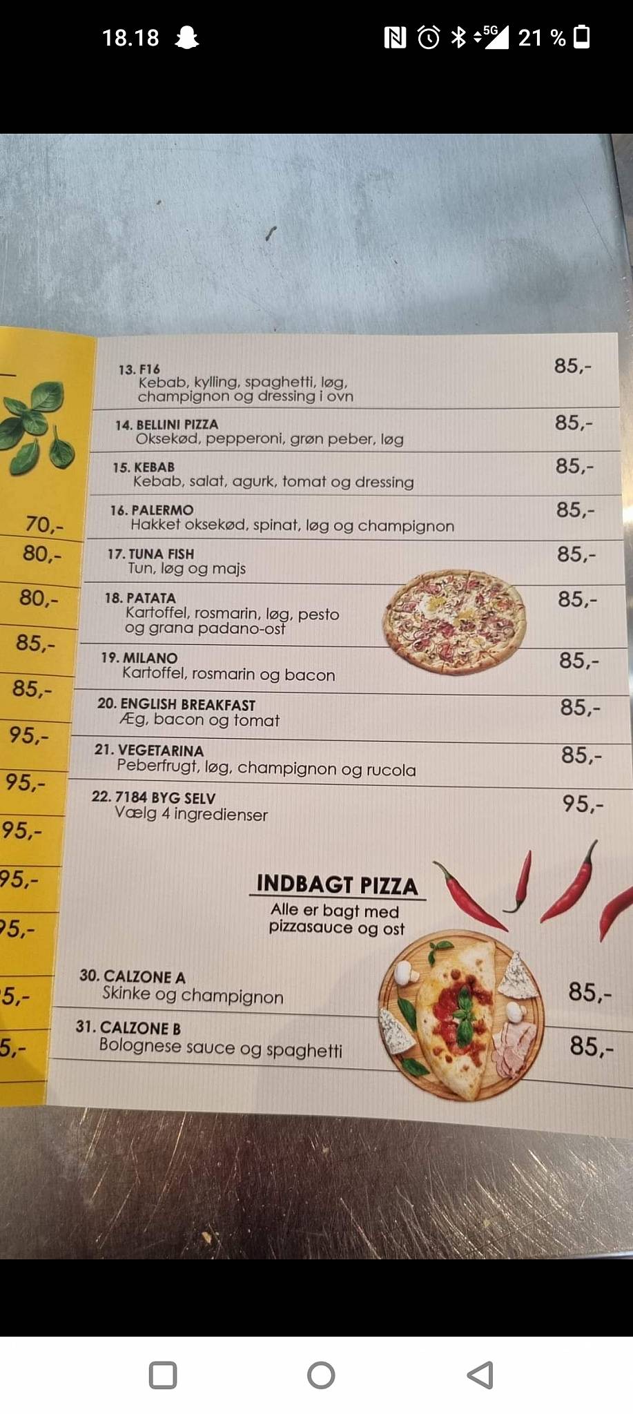 Menu at Elite pizza og kebab restaurant, Vandel